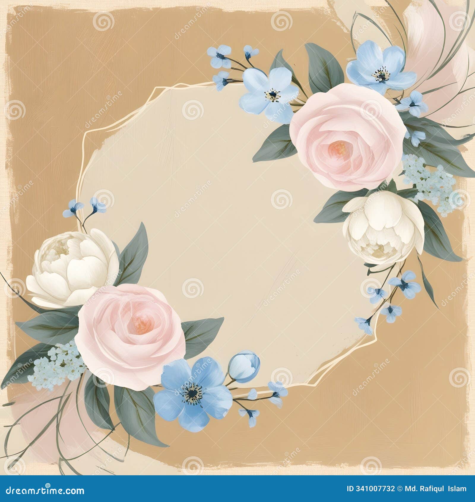 Invitation Card with Flowers Design Floral Background Frame Stock Photo ...