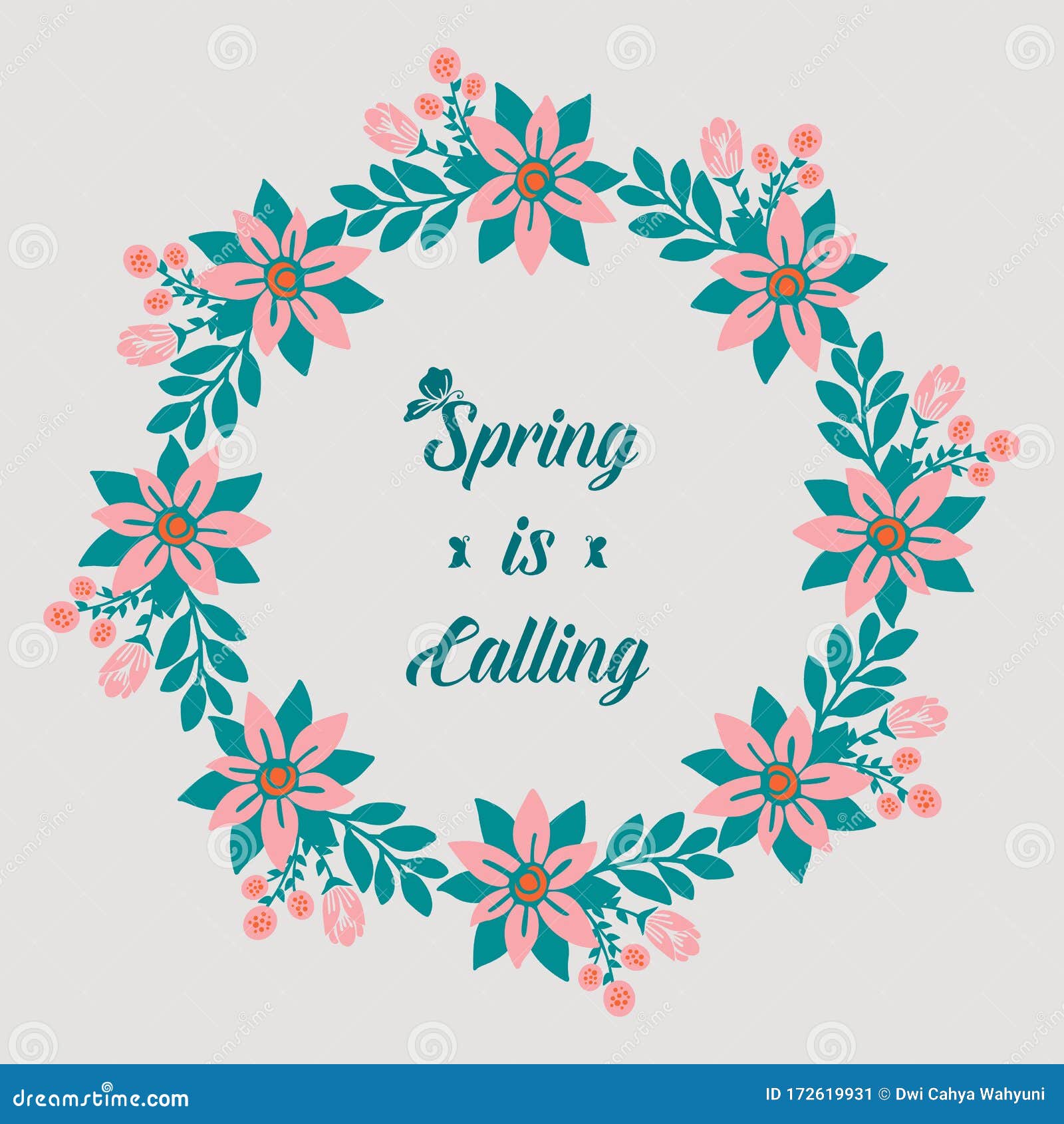 Invitation Card of Spring Calling, with Elegant Leaf and Floral Frame ...