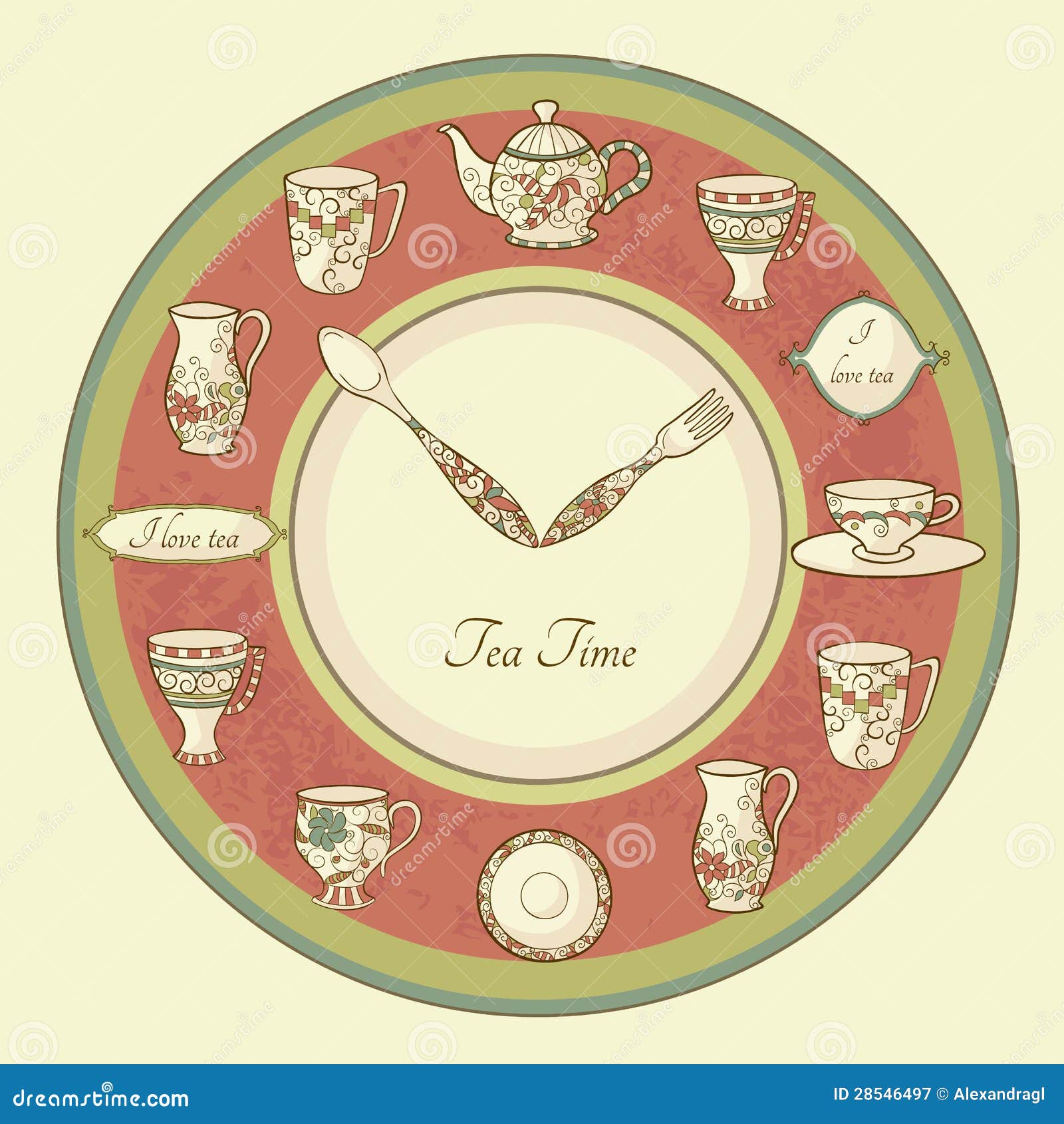 Invitation card Tea Time stock vector. Illustration of object - 28546497