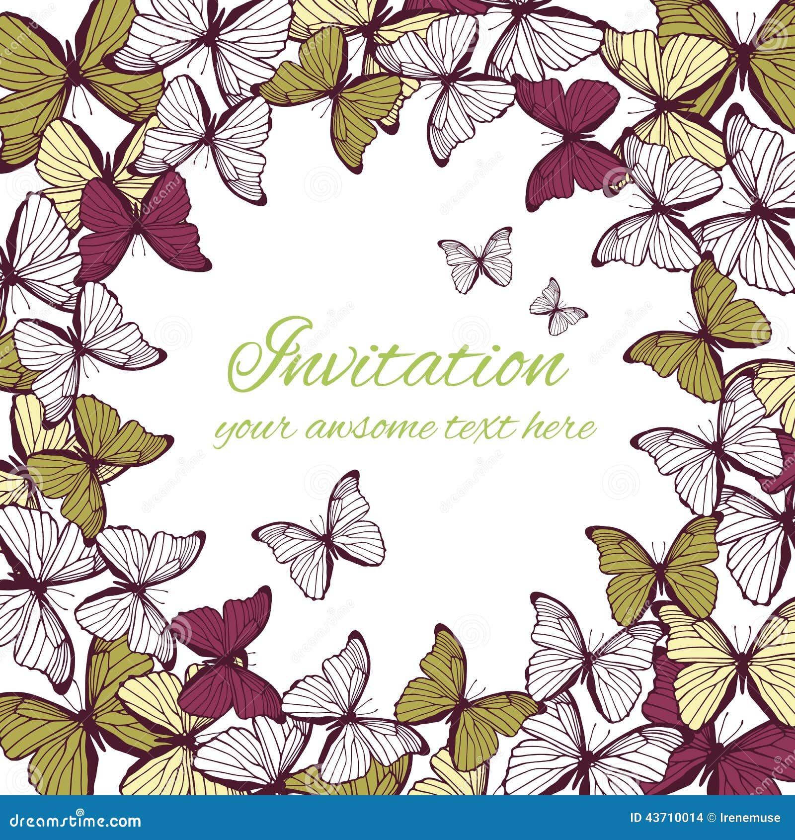 Invitation Card Template with Butterfly Ornament Stock Vector ...