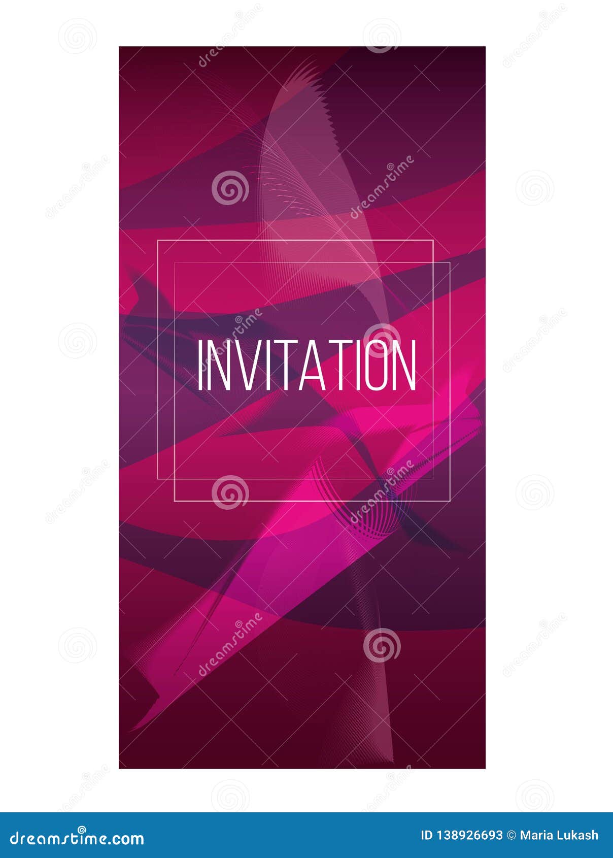 Invitation Card Template Design. Pink Abstract Vector Illustration ...