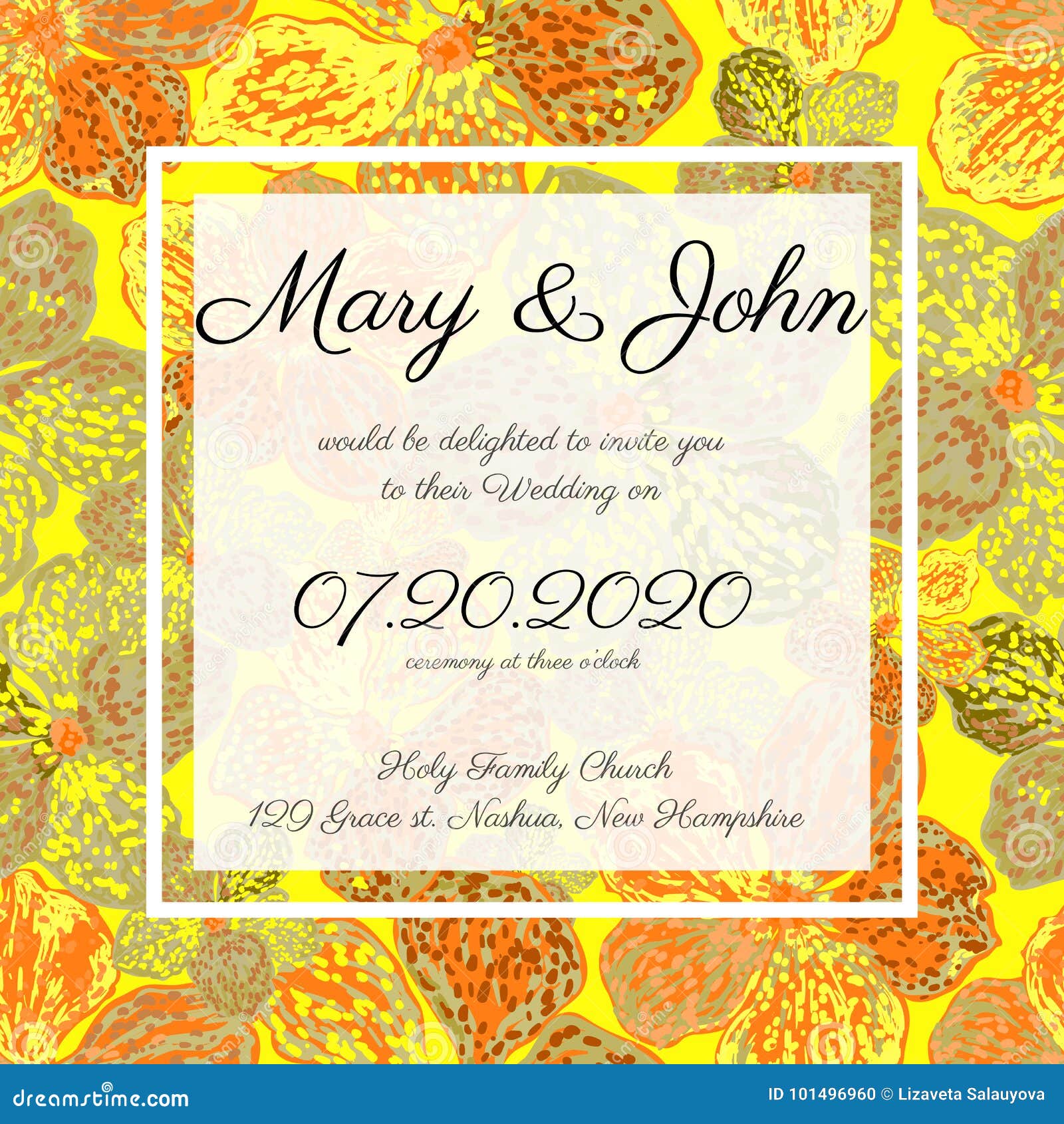 Invitation Card Template with Floral Pattern Stock Vector ...