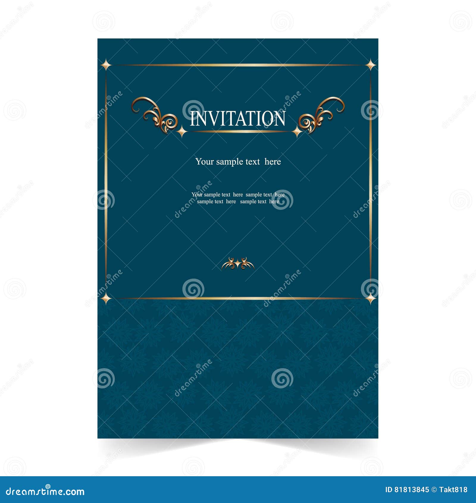 Invitation Card, Wedding Card with Ornamental Blue Background Stock ...