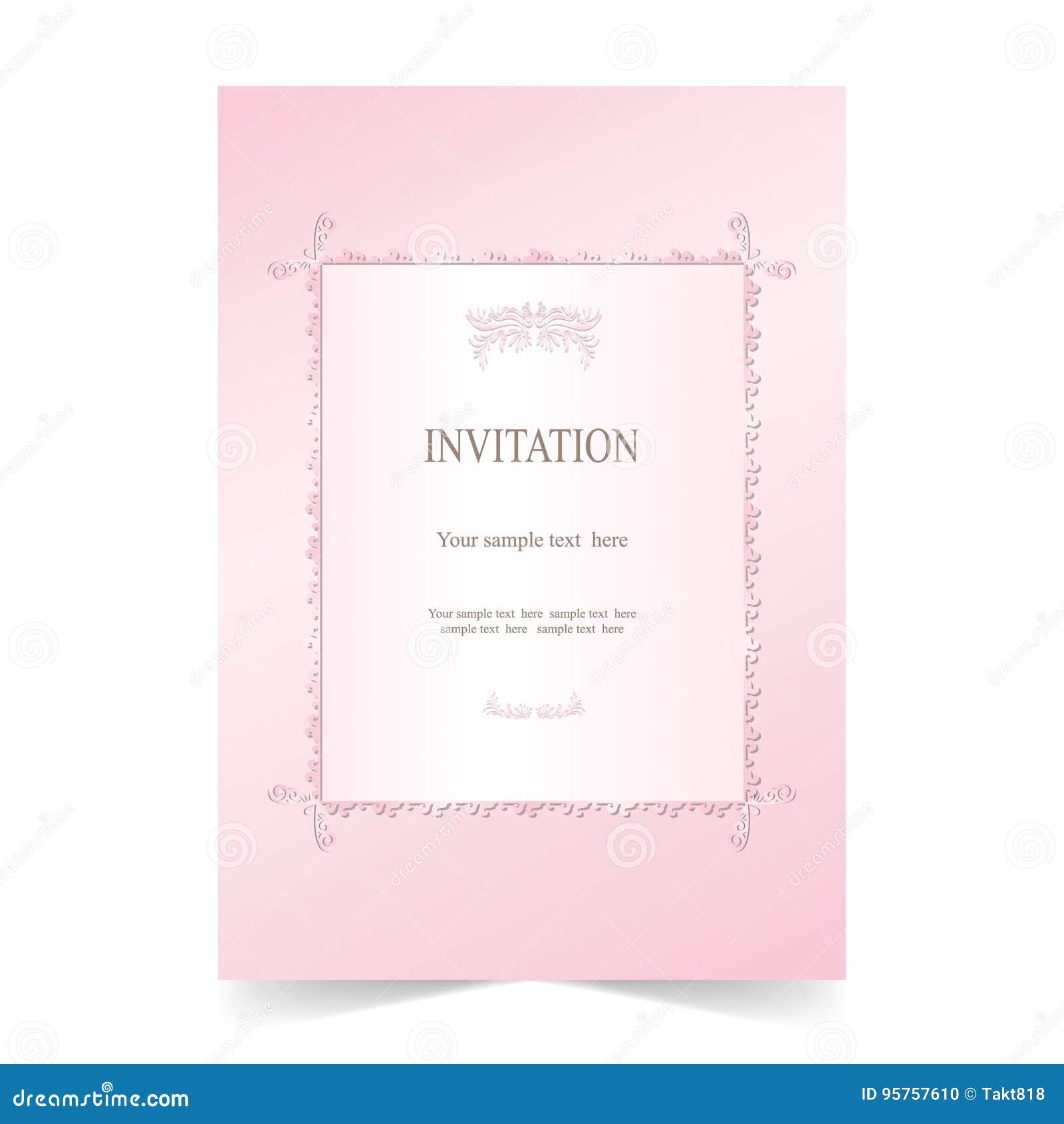 Invitation Card, Wedding Card with Ornamental Pink Background Stock ...