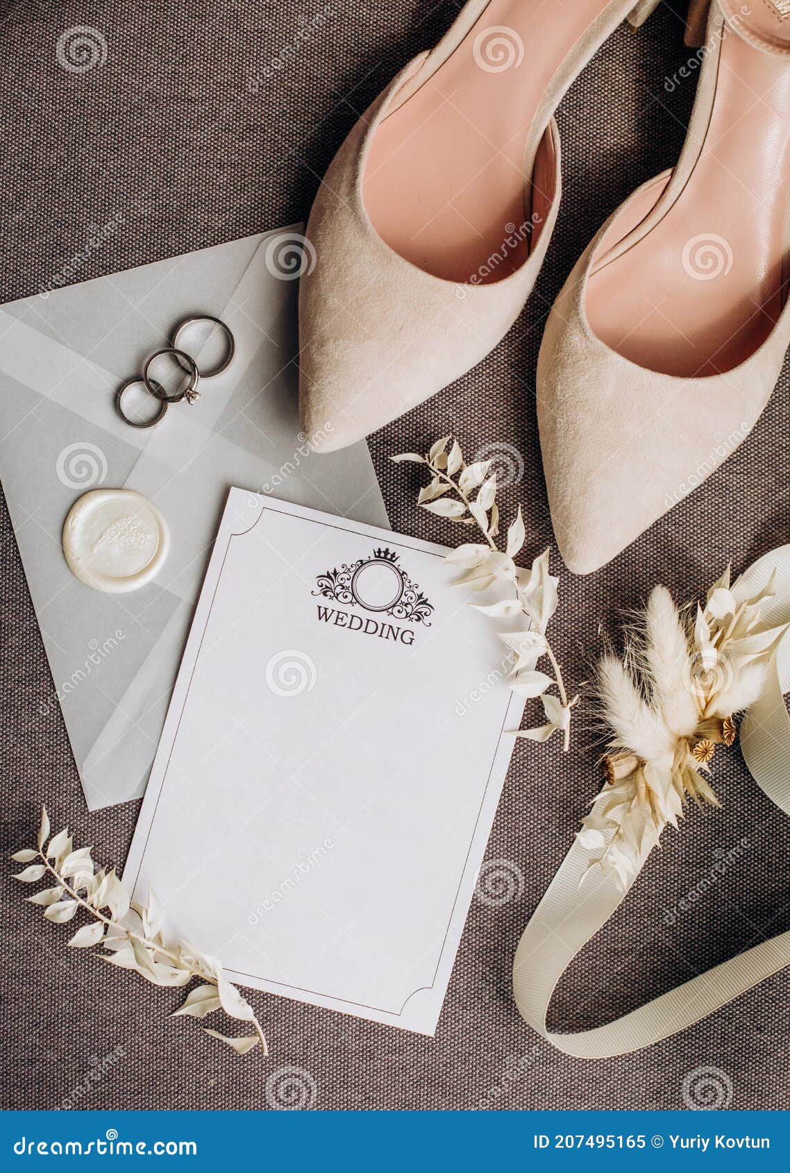 Invitation Card Wedding Letterhead Blank Rings Accessories Stock Image ...