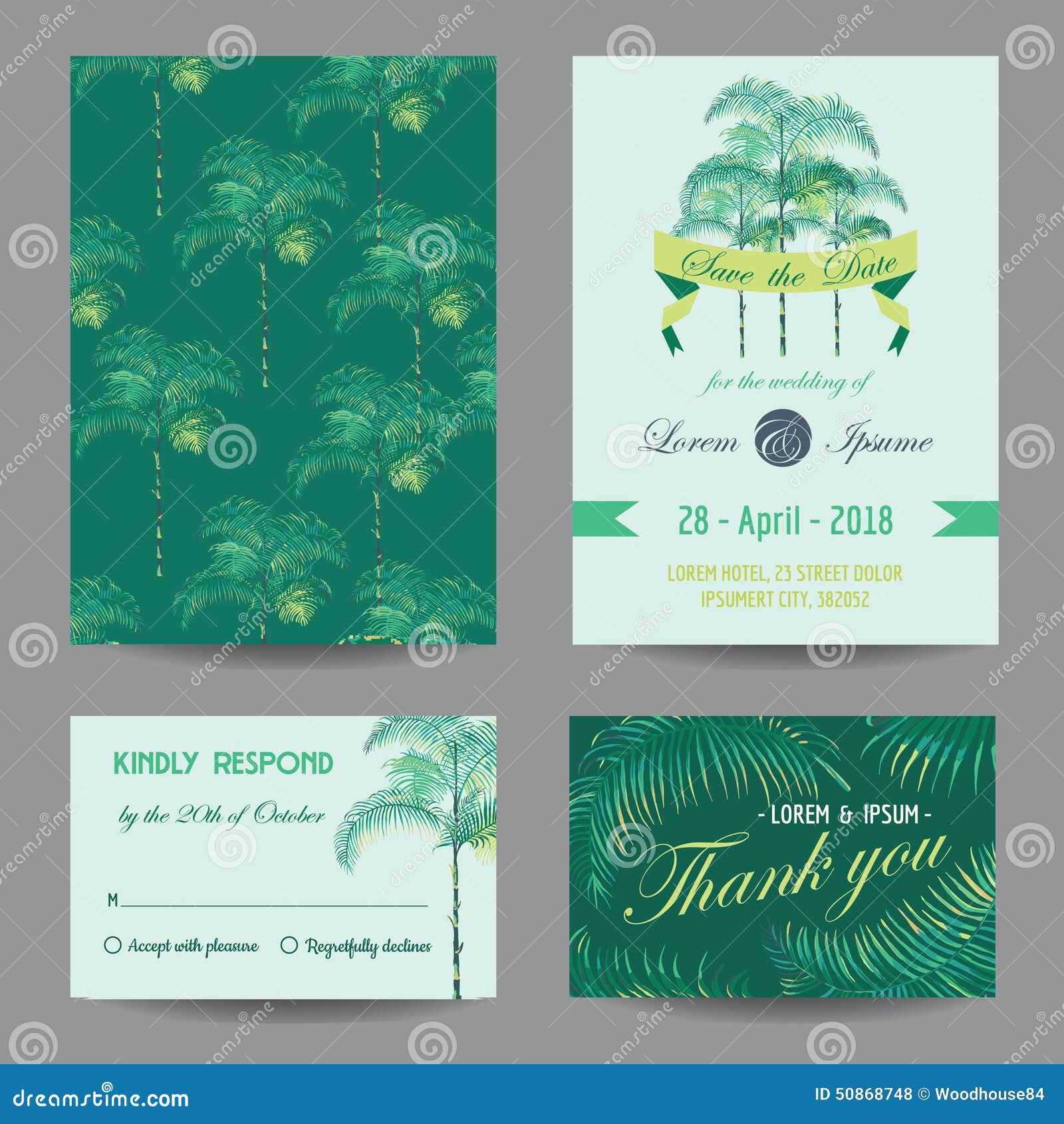 Invitation/Congratulation Card Set - For Wedding, Baby Shower Cartoon ...