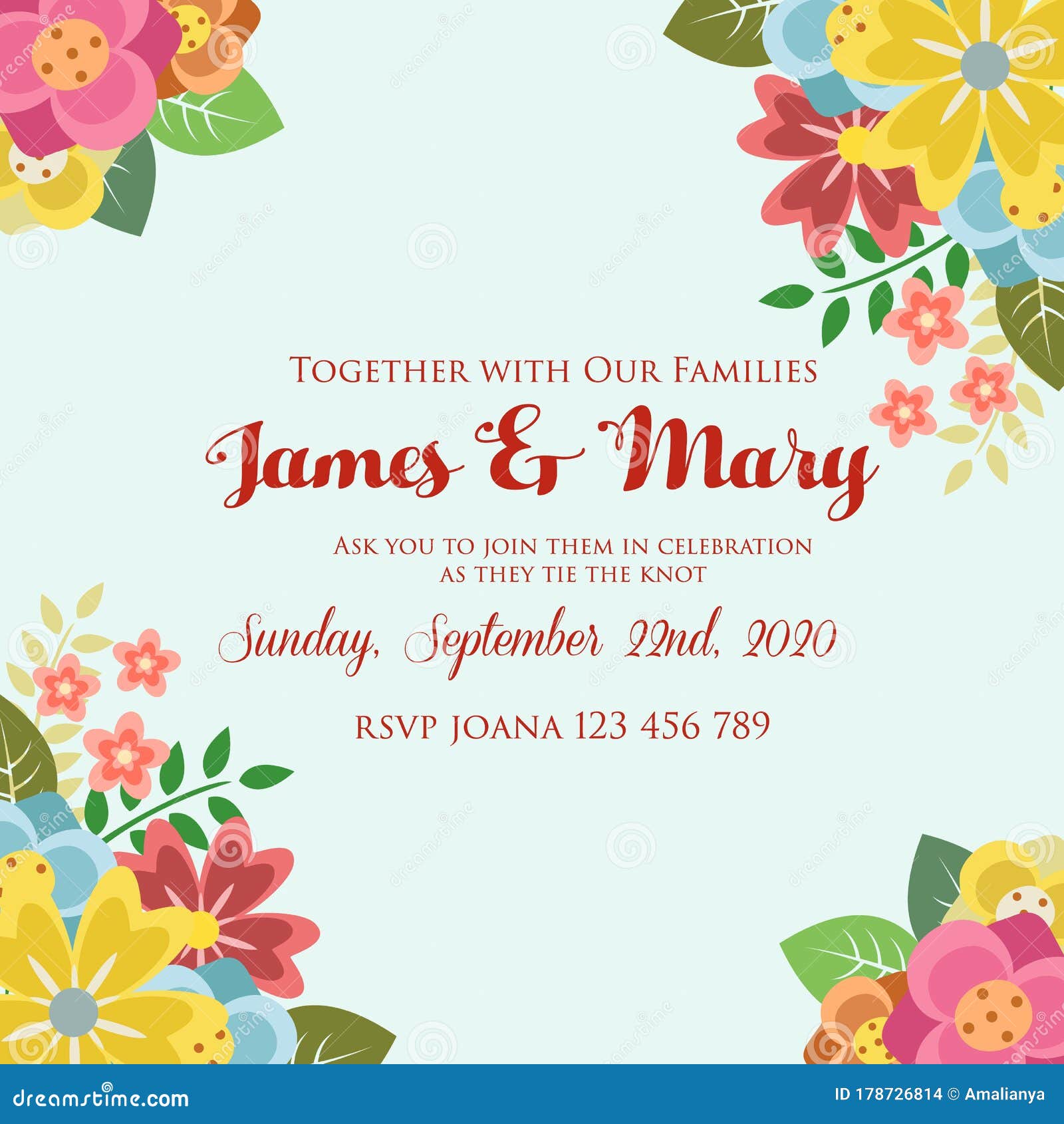 Invitation with Cute Spring Flower Border Stock Vector - Illustration ...