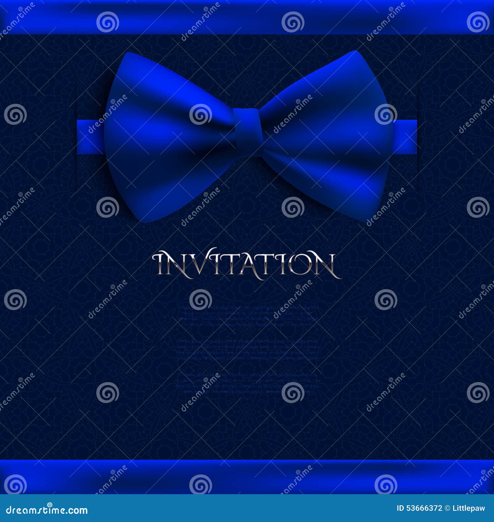 Invitation Decorative Card with Blue Bow Stock Vector - Illustration of ...
