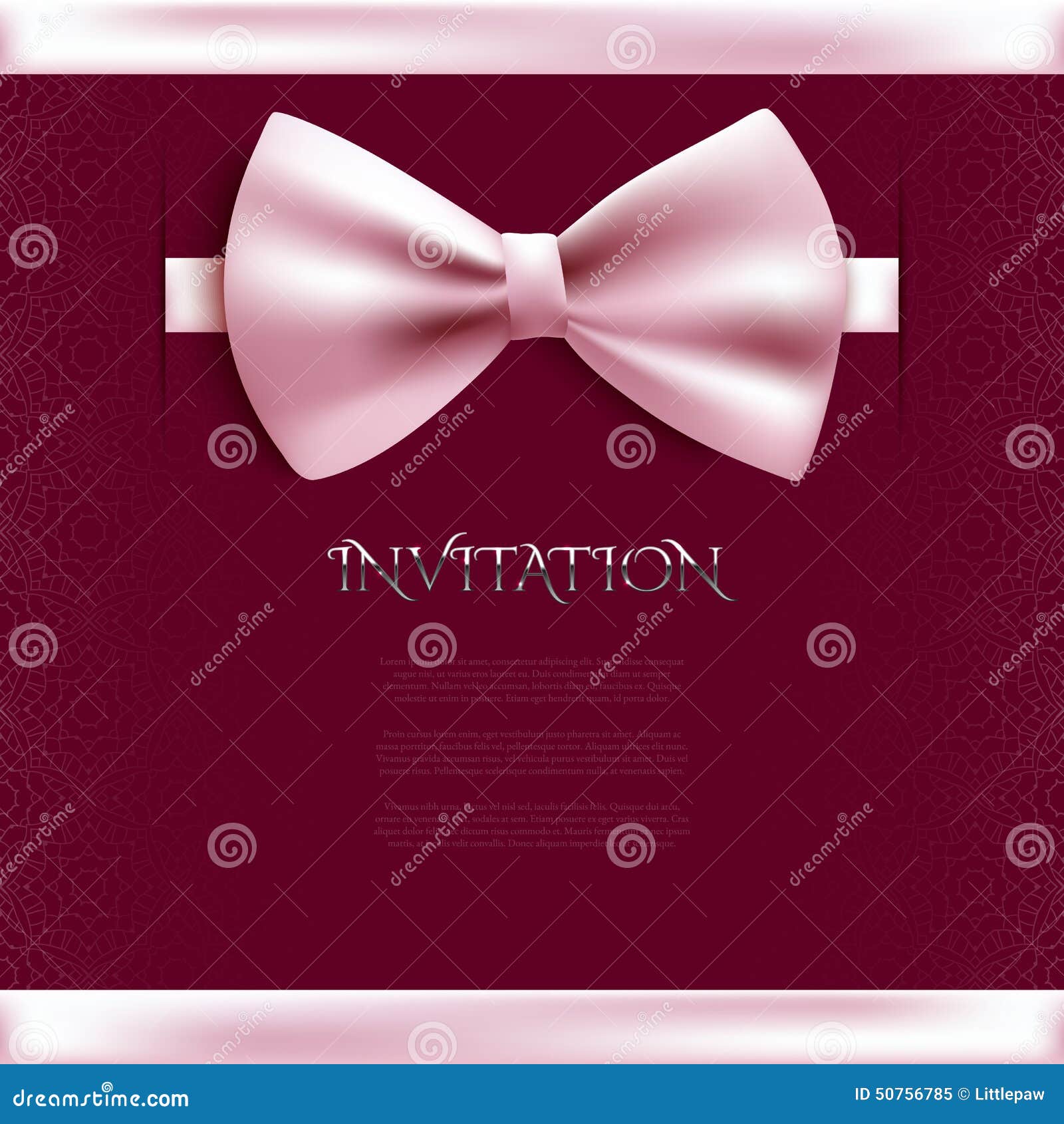 Invitation Decorative Card with Bow Stock Vector - Illustration of date ...