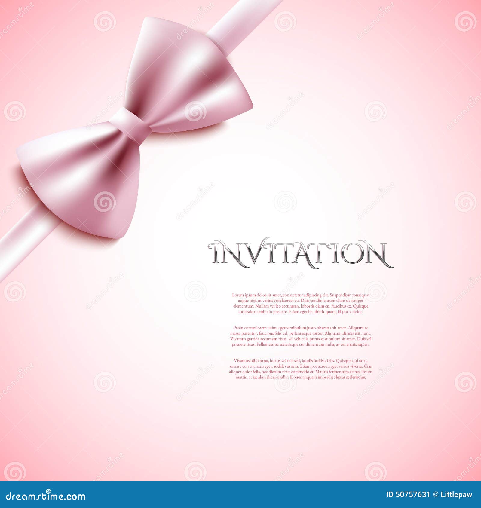 Invitation Decorative Card with Bow Stock Vector - Illustration of ...