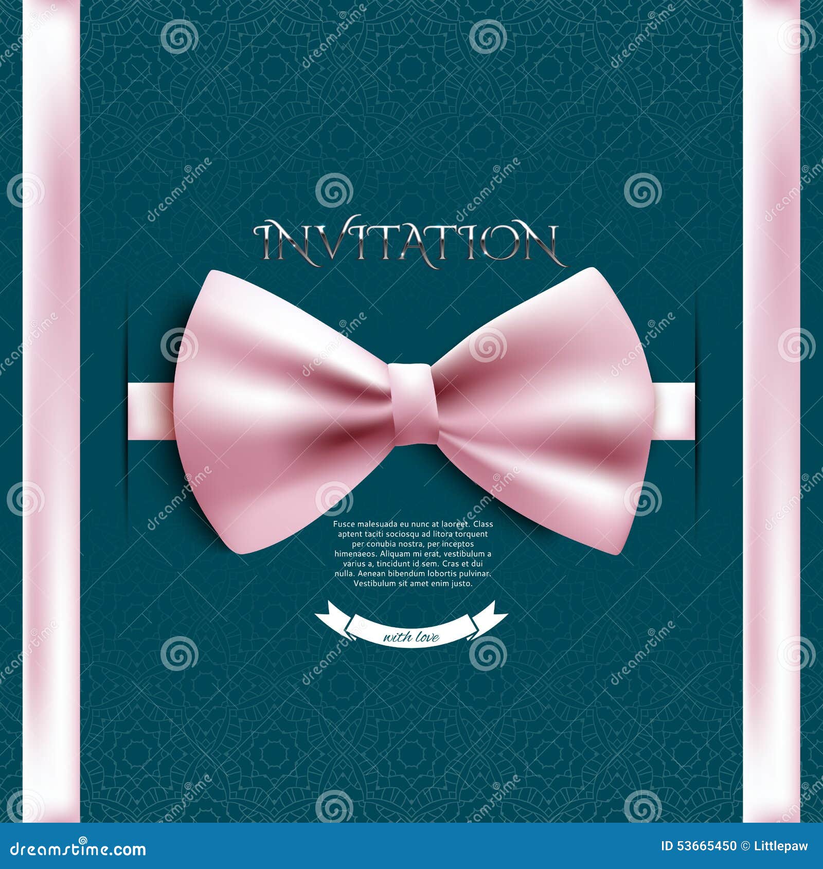 Invitation Decorative Card with Bow Stock Vector - Illustration of ...