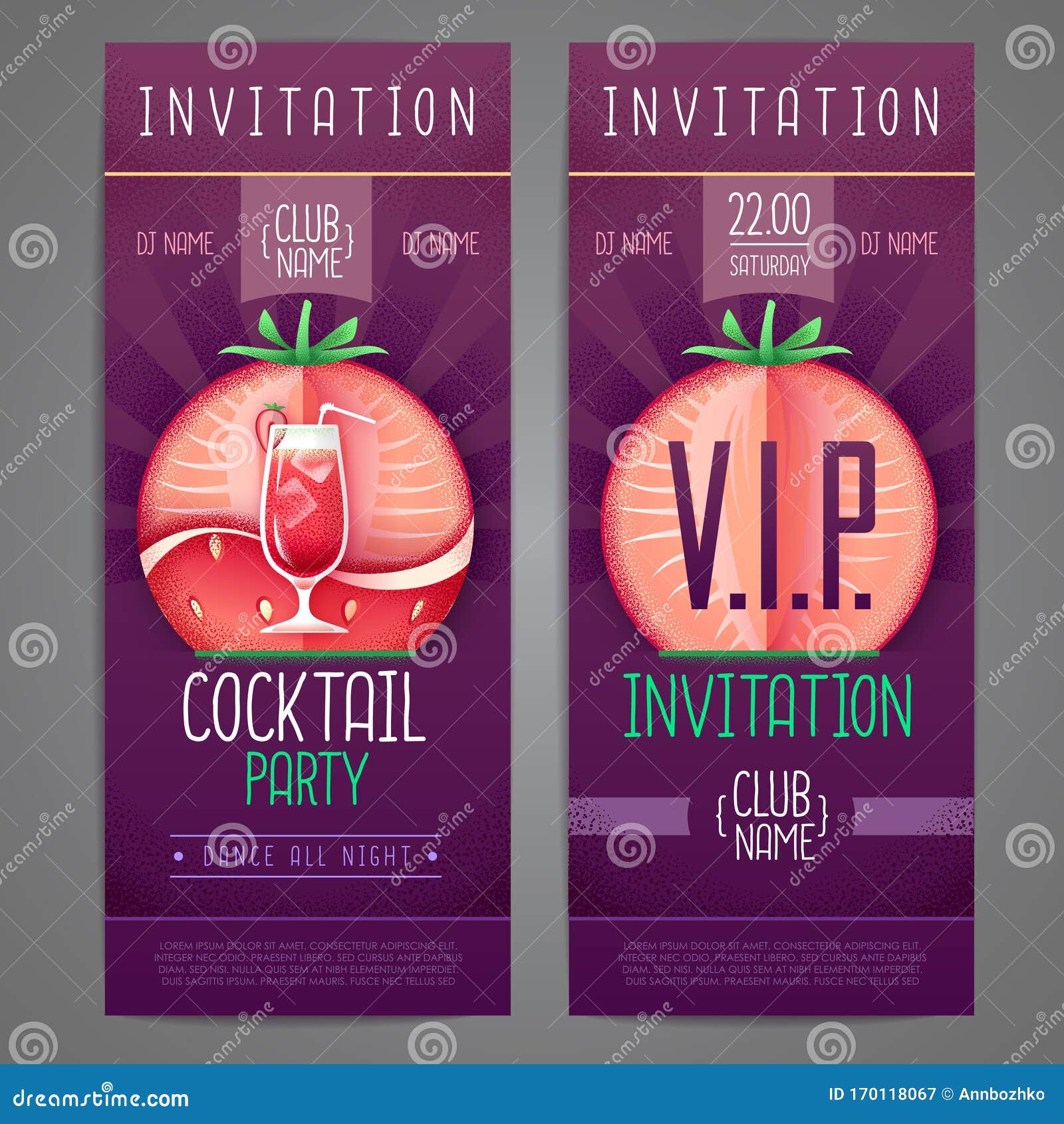 Invitation Design. Cocktail Disco Party Poster. Grainy Texture Vector ...