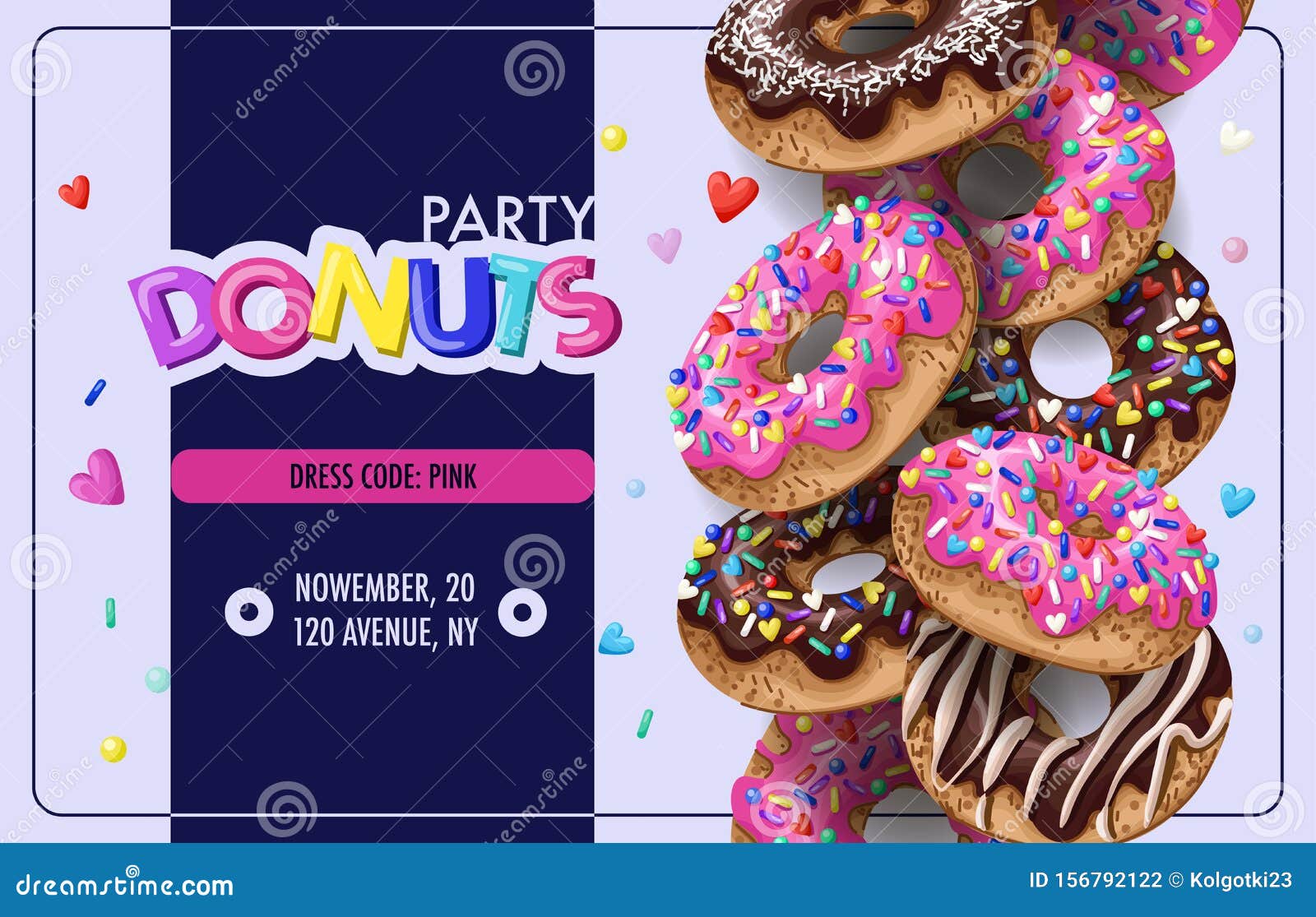 Invitation for Donuts Party, Flyer. Vector. Stock Vector - Illustration ...