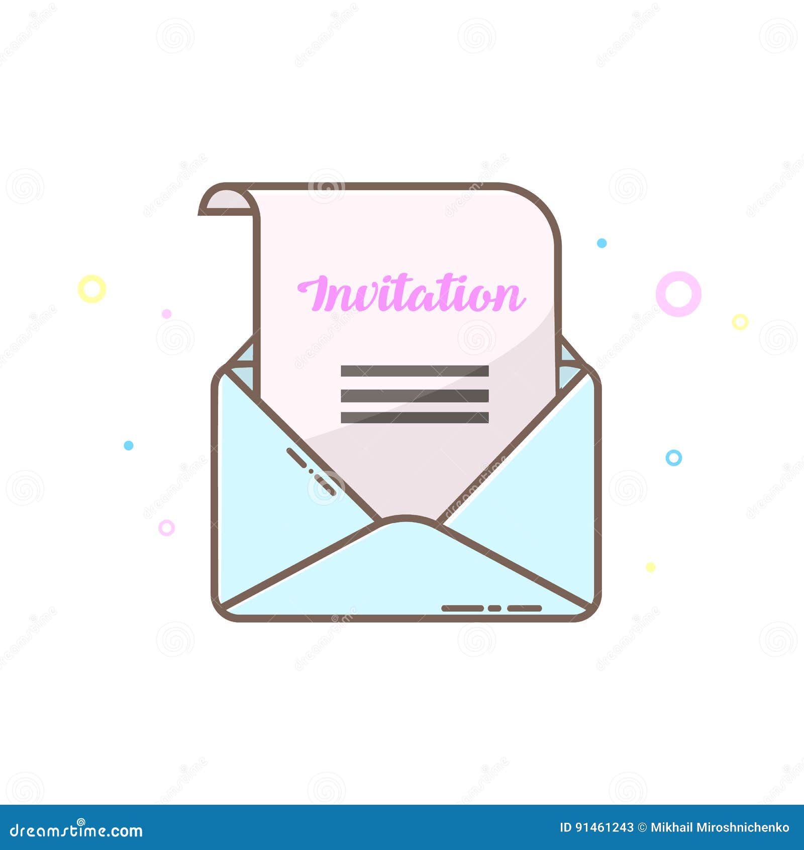 Invitation in envelope stock illustration. Illustration of template ...