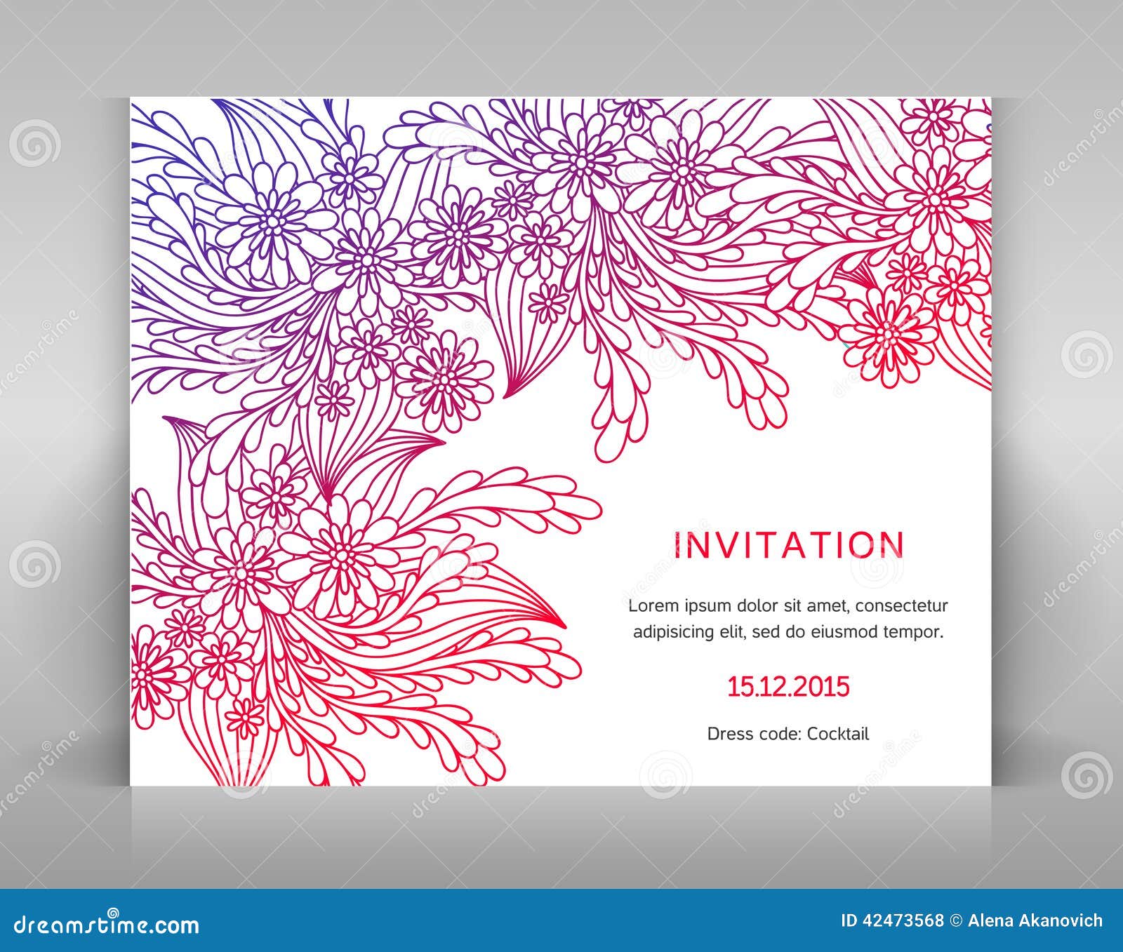 Invitation with Floral Decoration. Stock Vector - Illustration of date ...