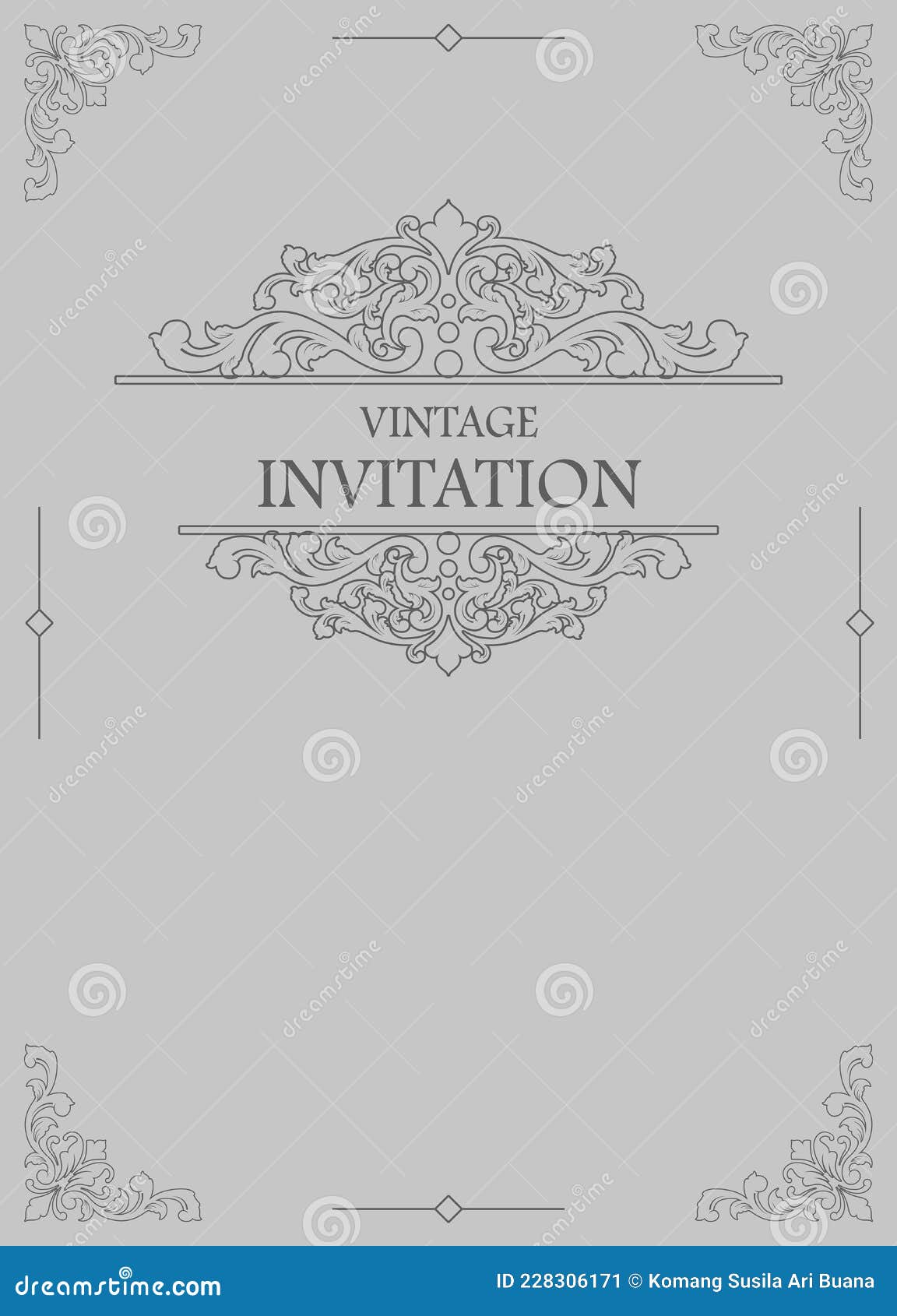 Vintage Floral Ornament Invitation Frame Background Stock Vector ...
