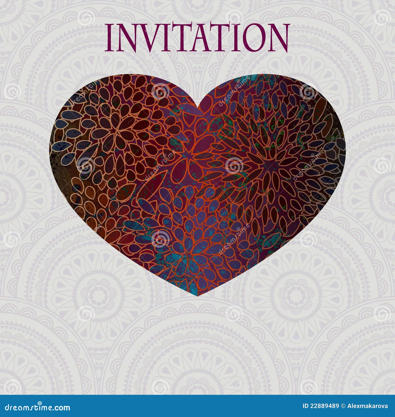 Invitation Heart with Floral Pattern Stock Vector - Illustration of ...