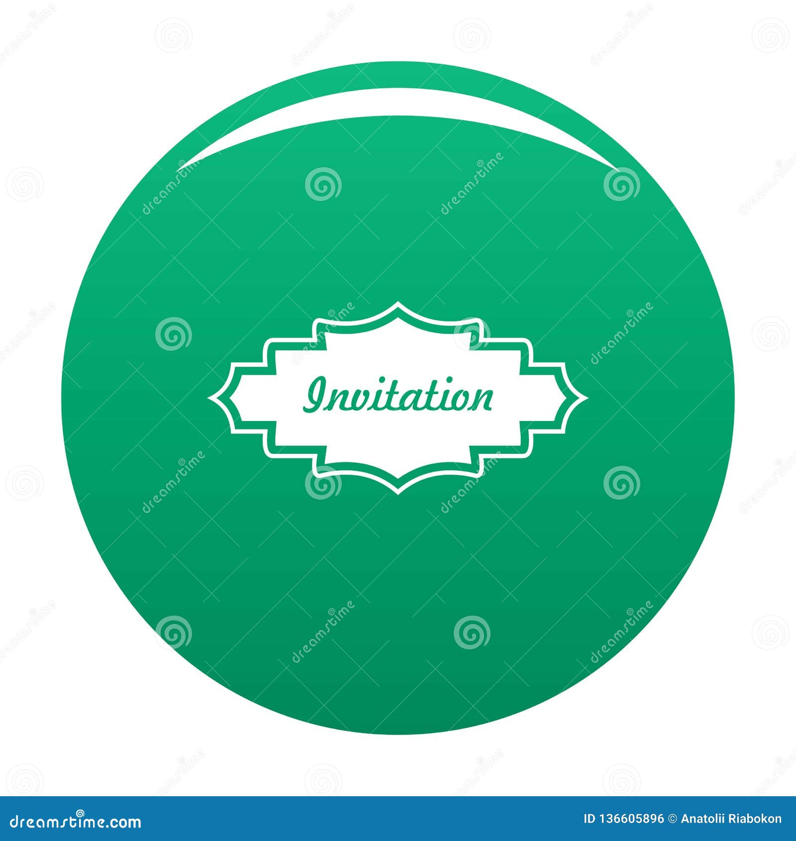 Invitation Label Icon Vector Green Stock Vector - Illustration of paper ...