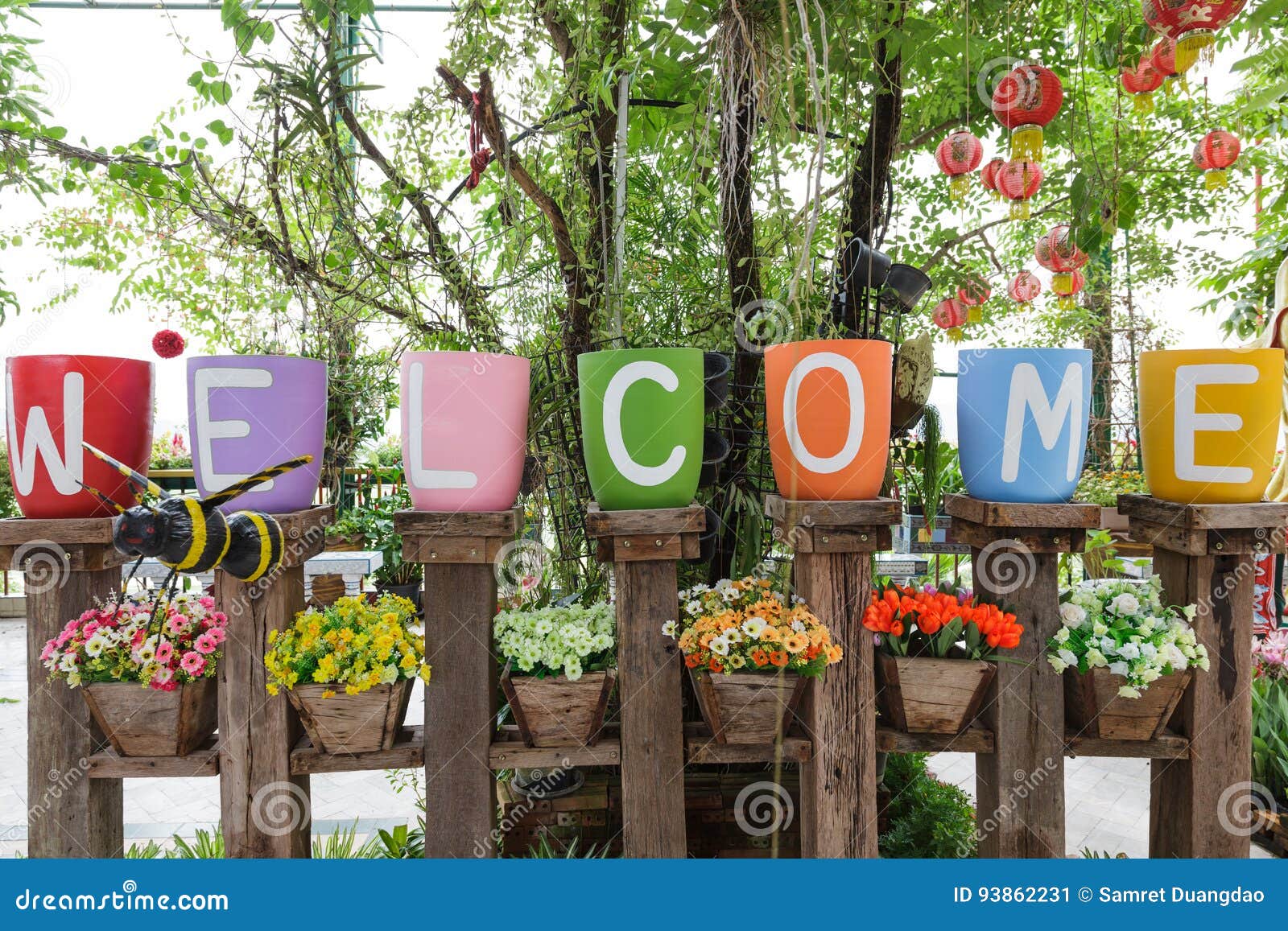 Invitation Made with Pot and Flower Stock Image - Image of orange ...