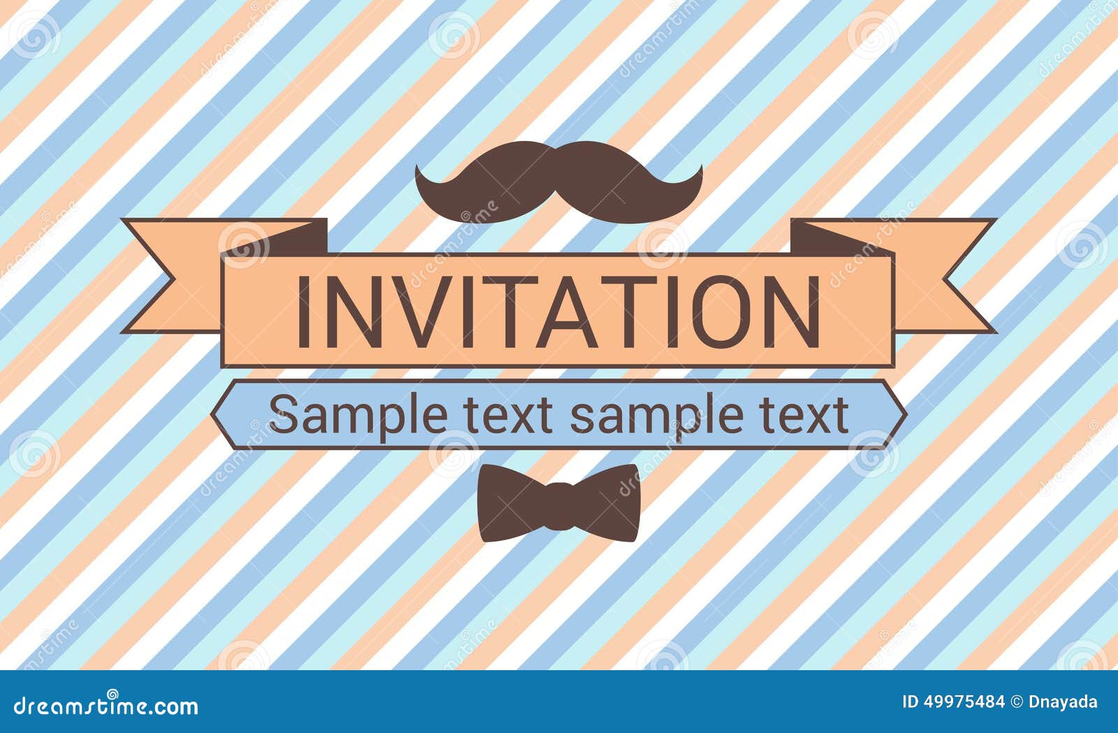 Invitation with Mustache and Bow Tie Stock Vector - Illustration of ...
