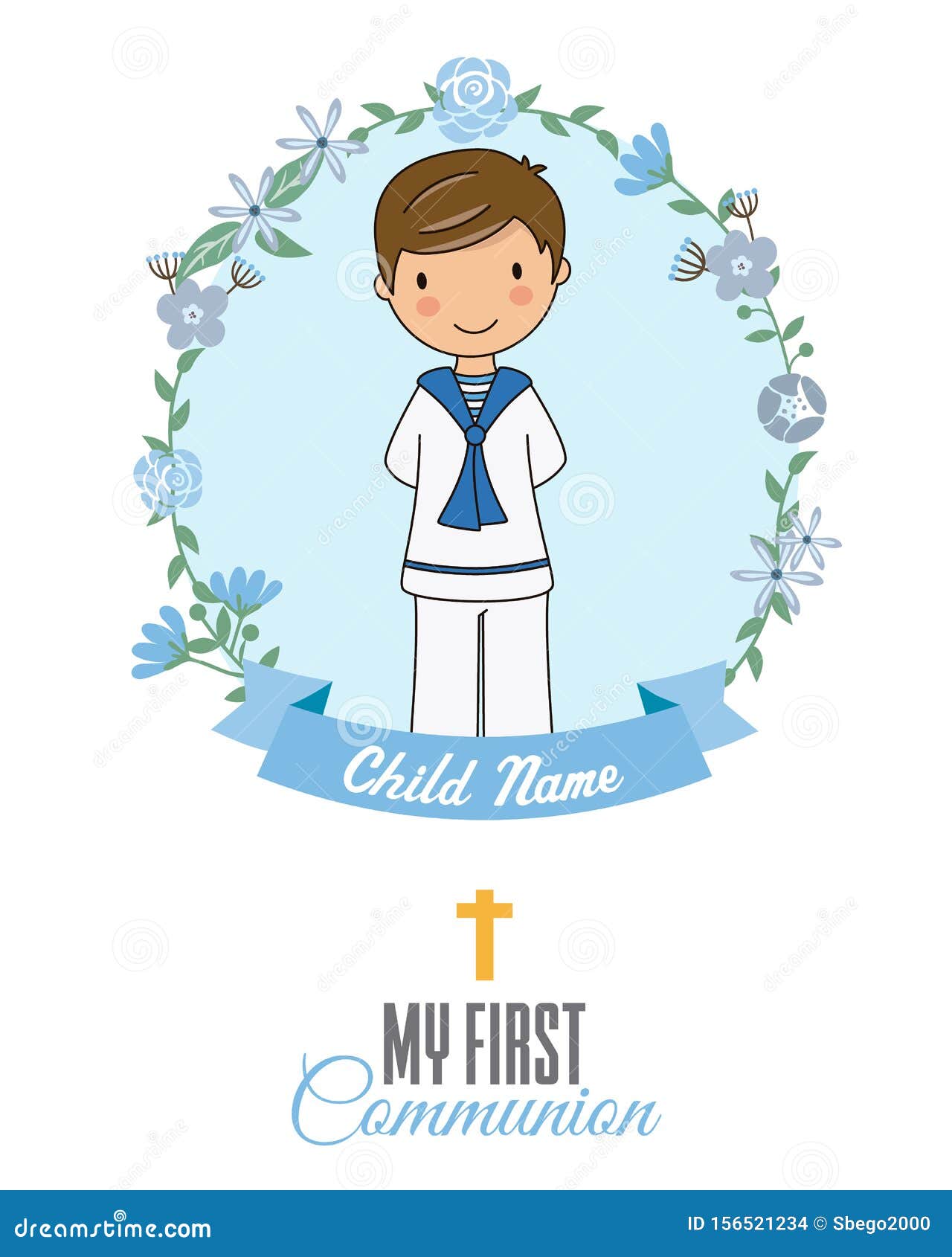First Communion Invitation Blond Boy On The Altar Stock Photography ...