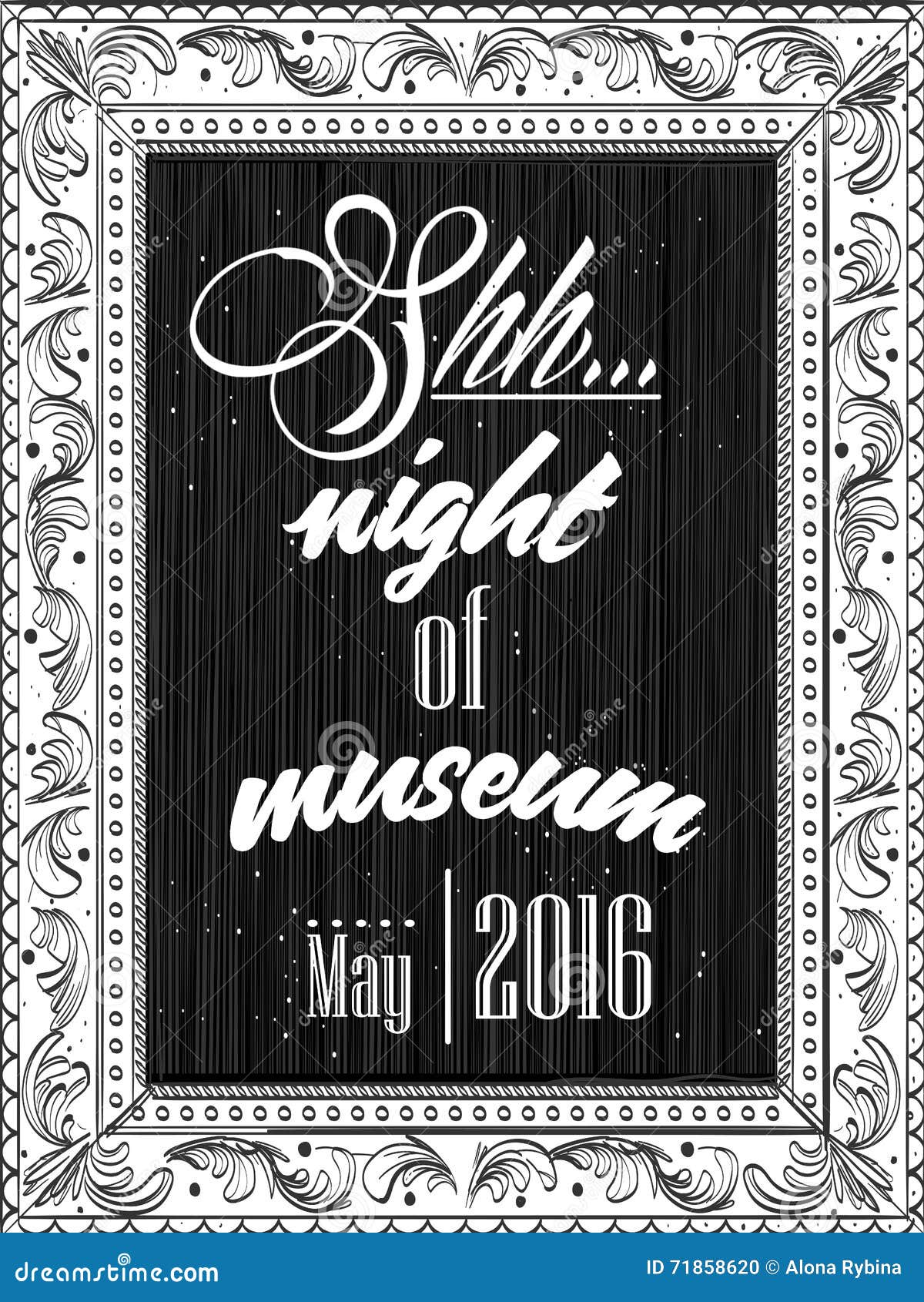 Invitation for the Night in a Museum in the Frame for a Picture Stock ...