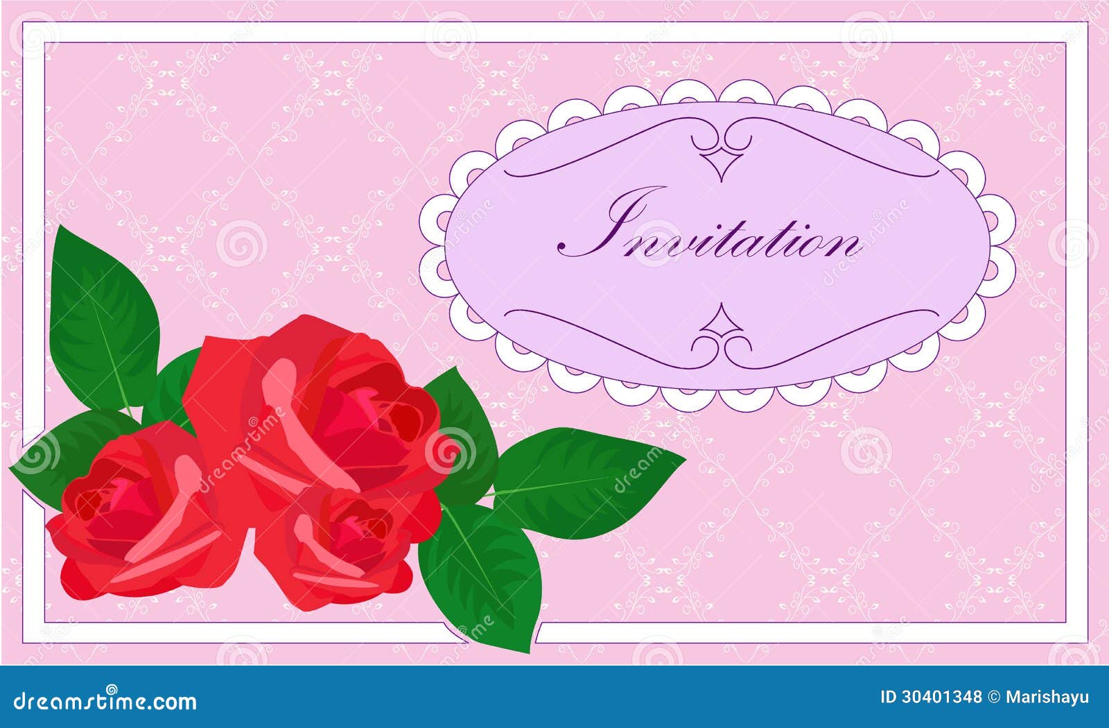 Invitation with roses stock vector. Illustration of wedding - 30401348
