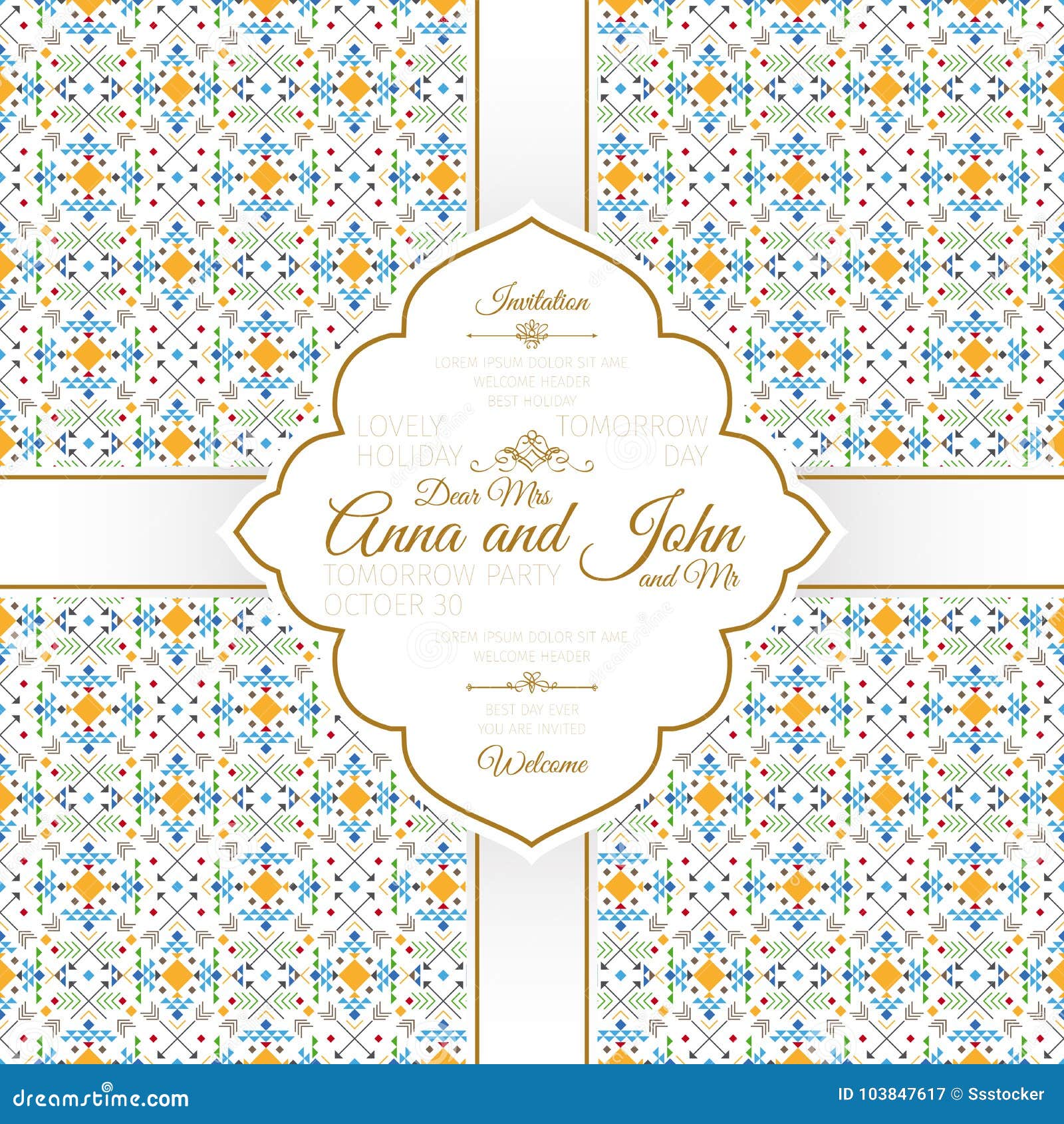 Invitation Card with Geometric Pattern Stock Vector - Illustration of ...