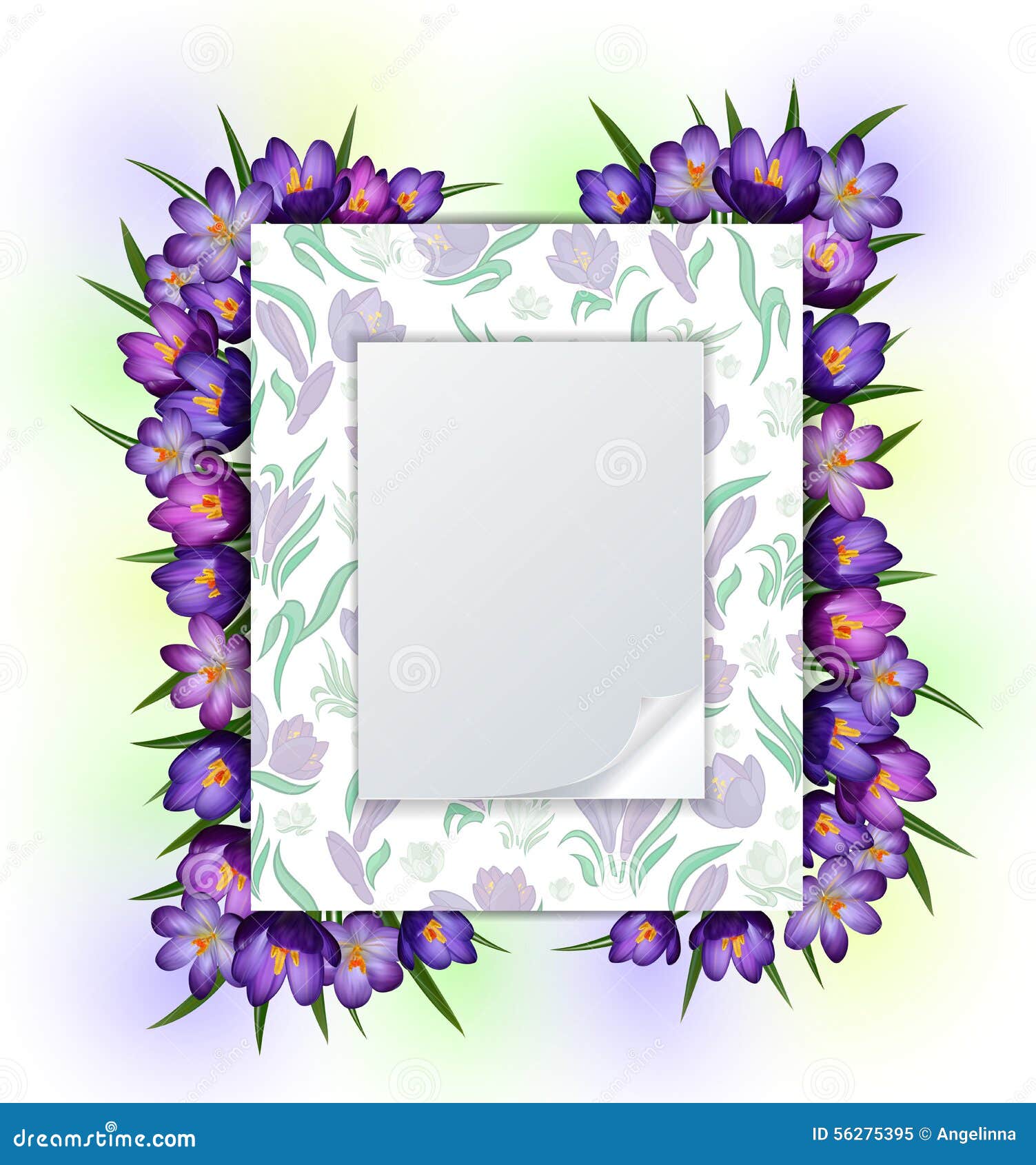 Invitation Template with Crocus Flowers Frame Stock Vector ...