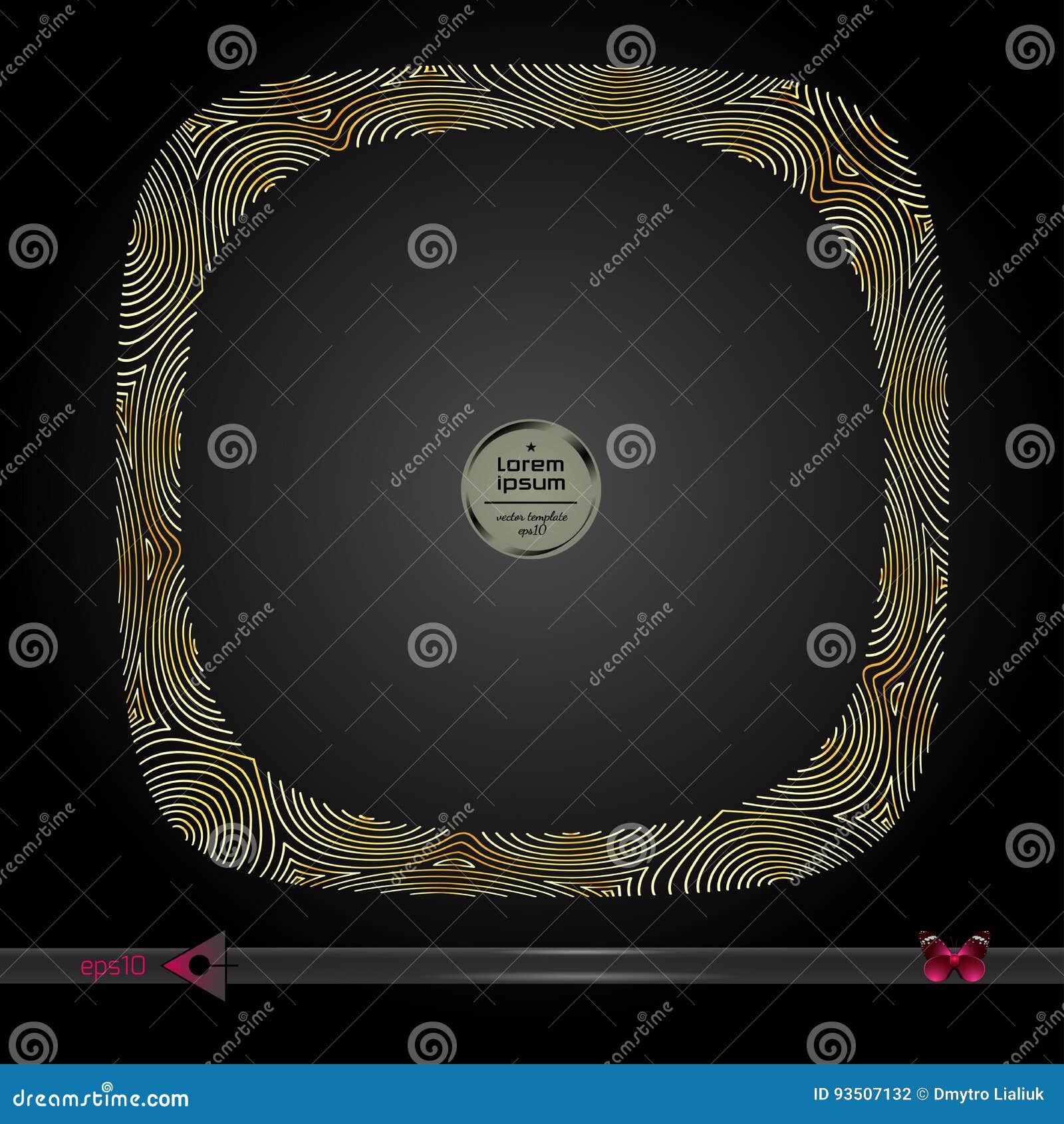 Invitation Template Frame, Pattern with Rounded Edges. on a Black ...