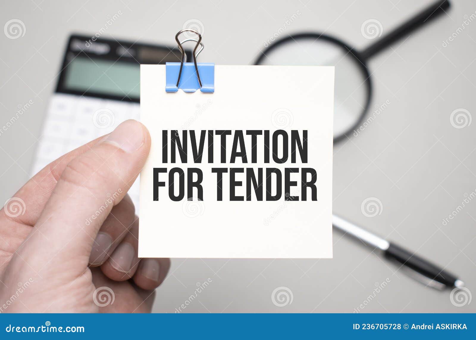 INVITATION for TENDER Card Isolated on White Backgroundd and White ...
