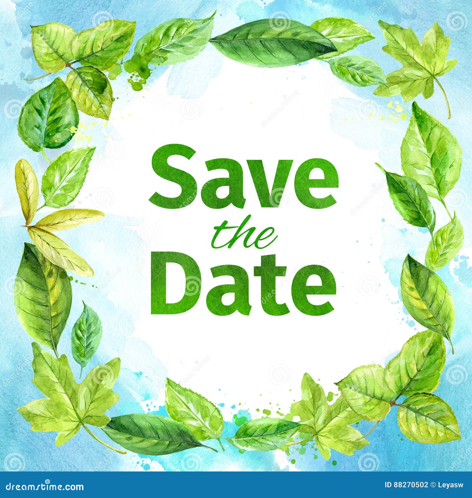 Invitation To the Wedding. Save the Date. Frame of Watercolor Spring ...