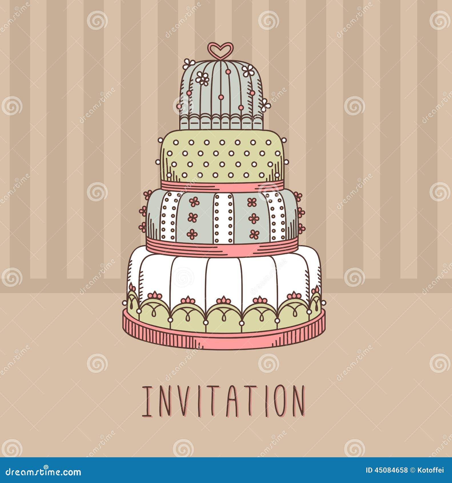 Invitation With Wedding Cake. Vector Illustration | CartoonDealer.com ...