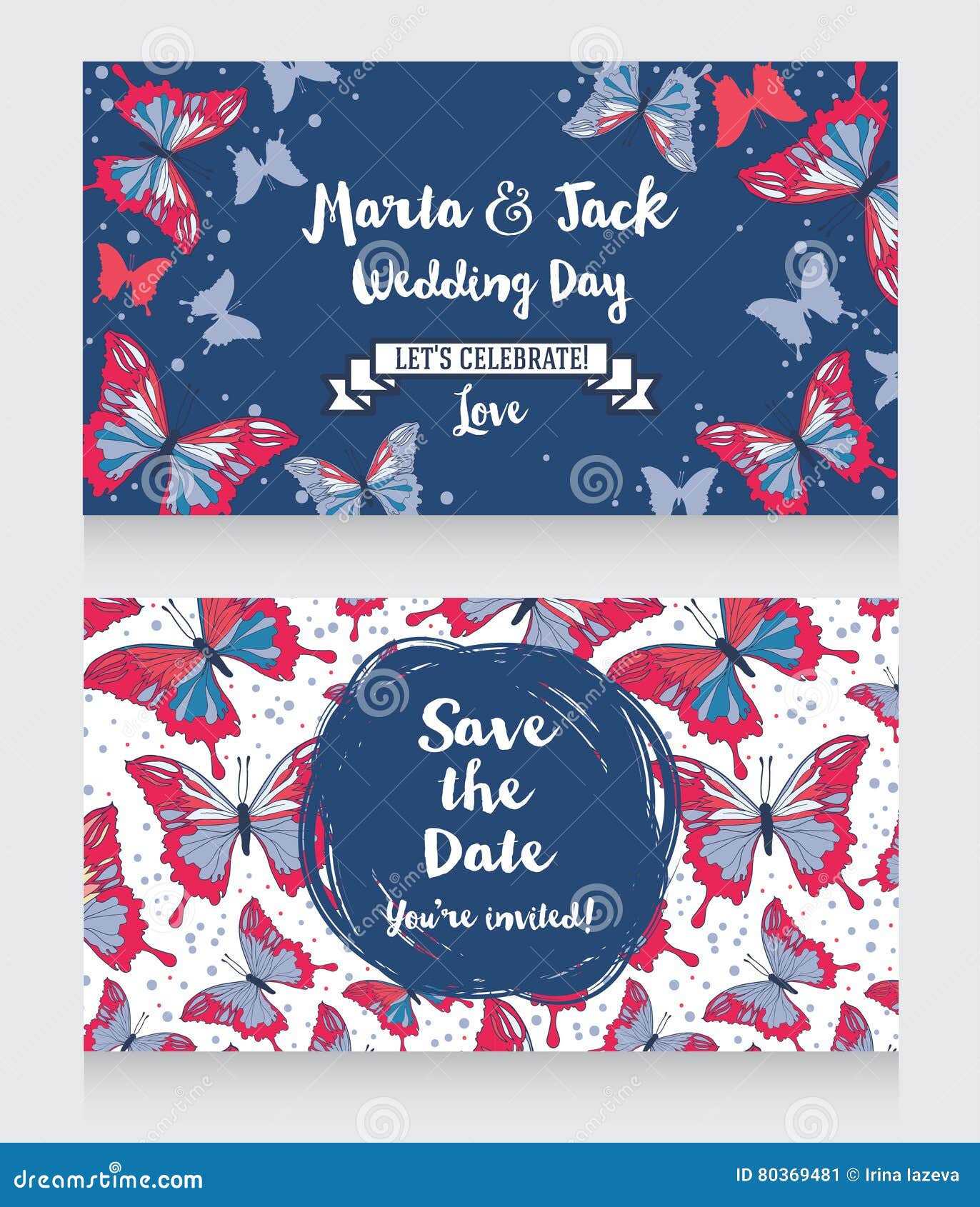 Invitations Romantiques De Mariage Avec Des Papillons Illustration de ...