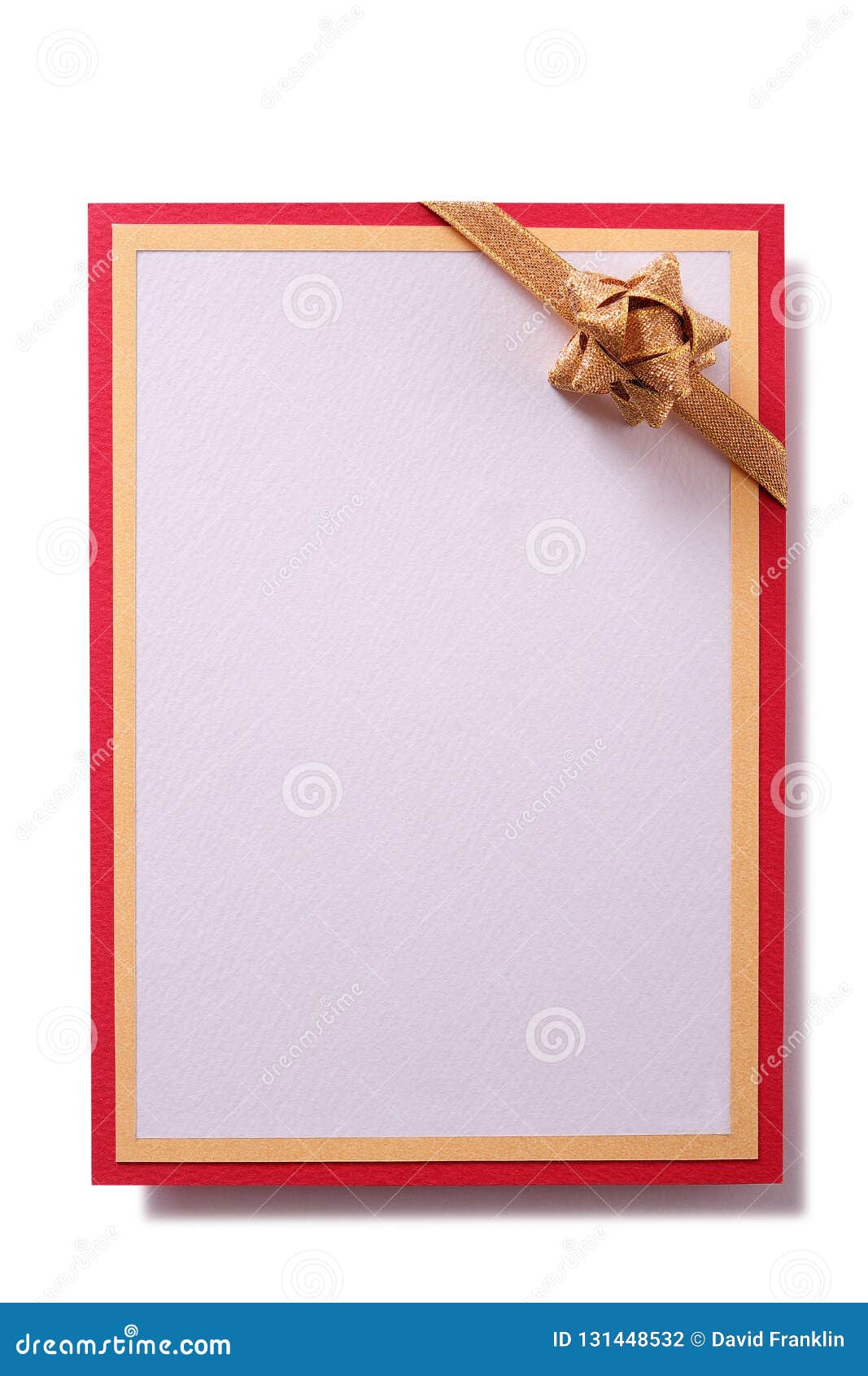 Invite Card Red Bow Vertical Isolated White Copyspace Stock Photo ...