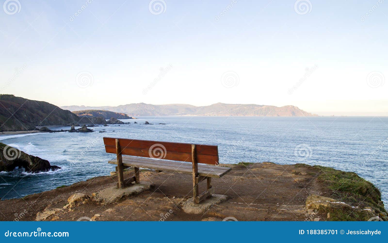 Inviting Bench in Loiba Cliffs, Galicia, Spain Stock Image - Image of ...