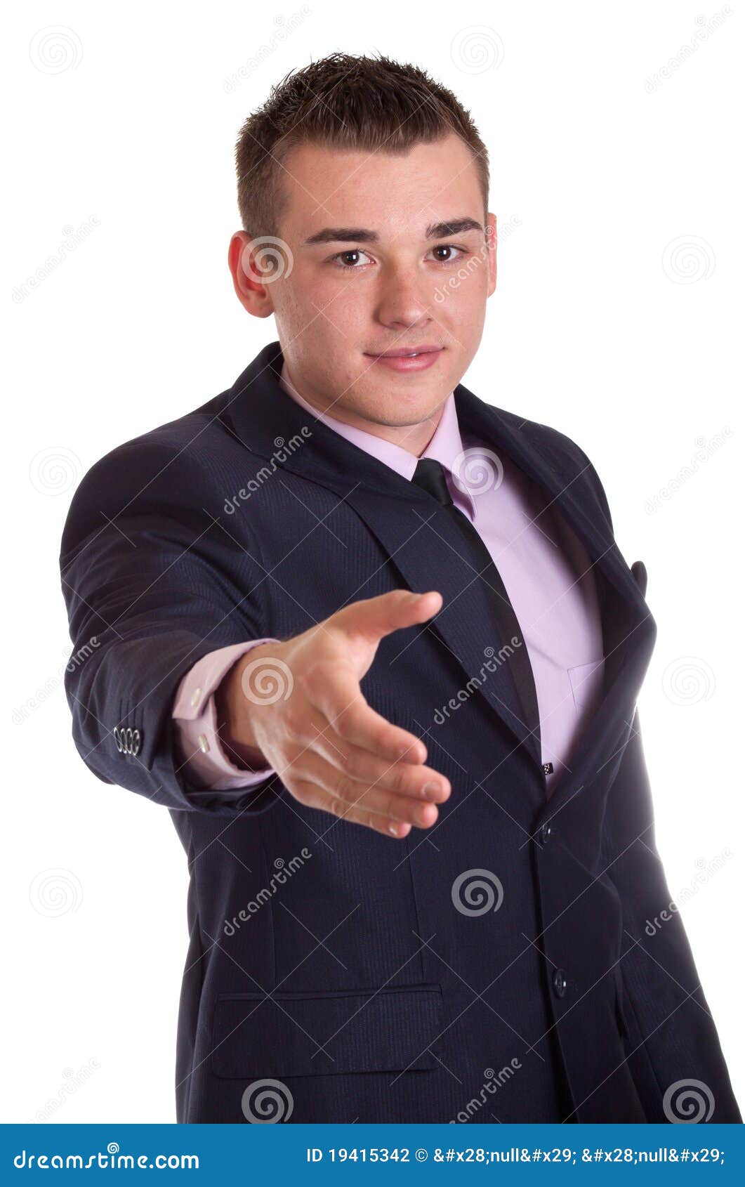 Inviting Businessman stock photo. Image of hand, serious - 19415342