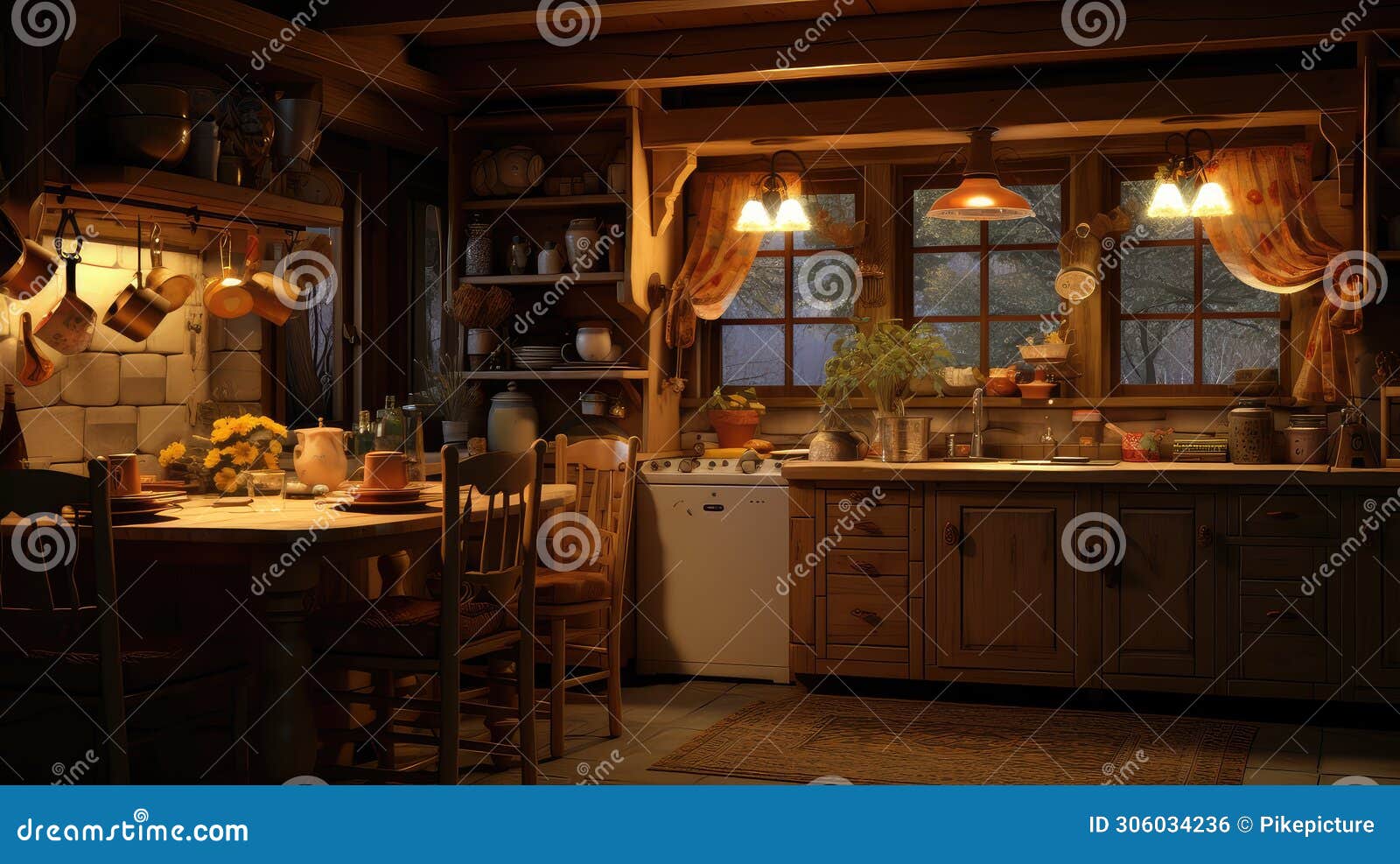 Inviting Cozy Kitchens Royalty-Free Illustration | CartoonDealer.com ...