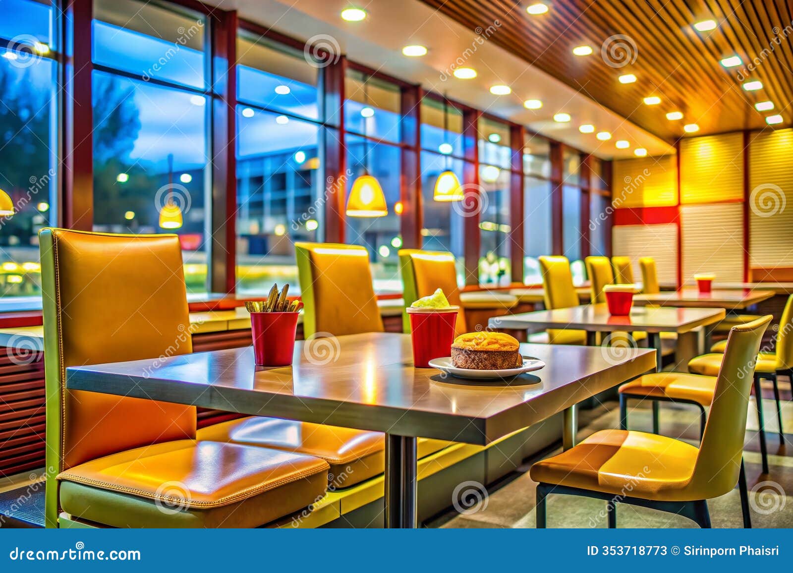 Inviting Fast Food Restaurant Interior A Study In Efficient Seating And ...