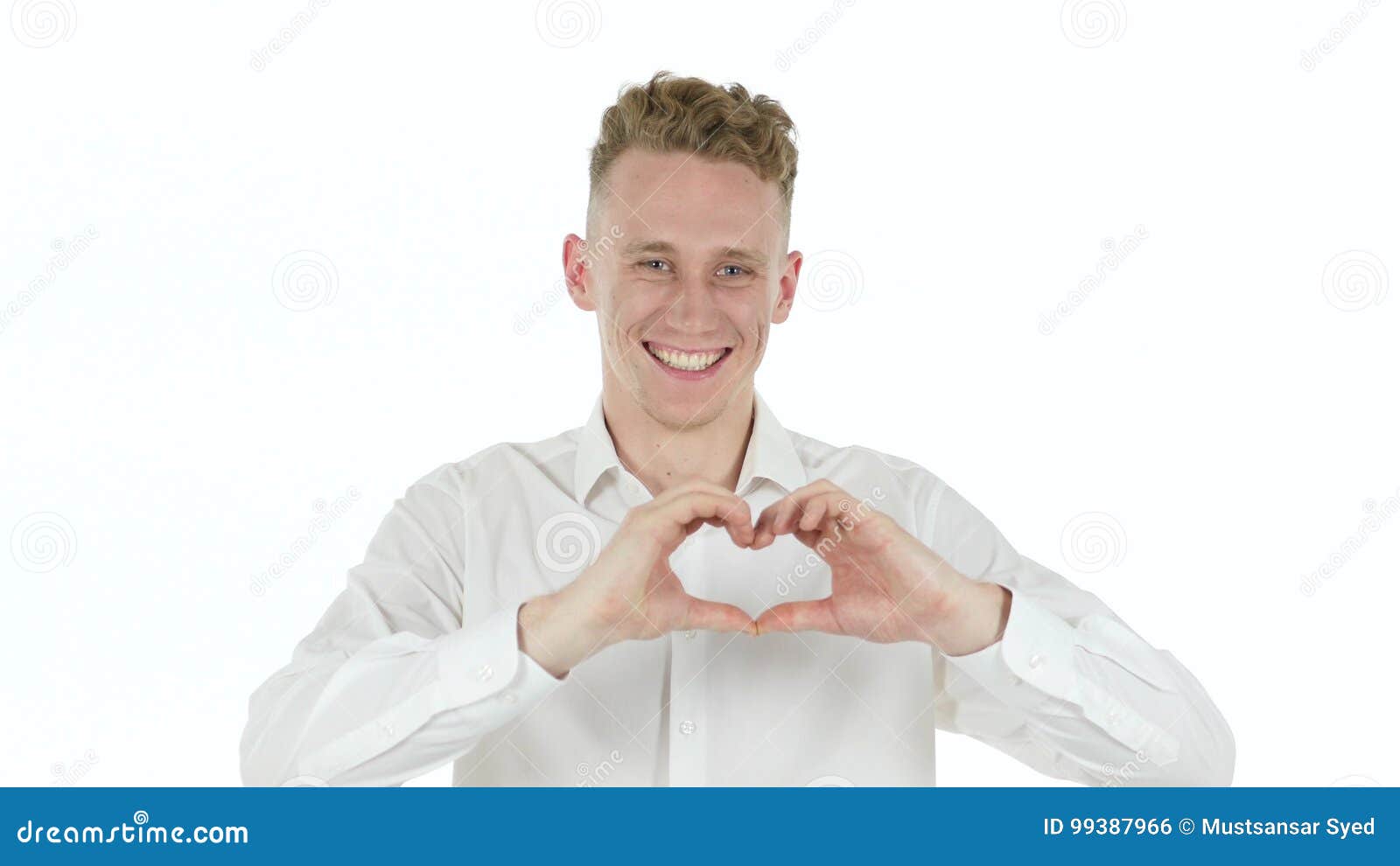 Inviting Gesture by Young Man on White Background Stock Photo - Image ...