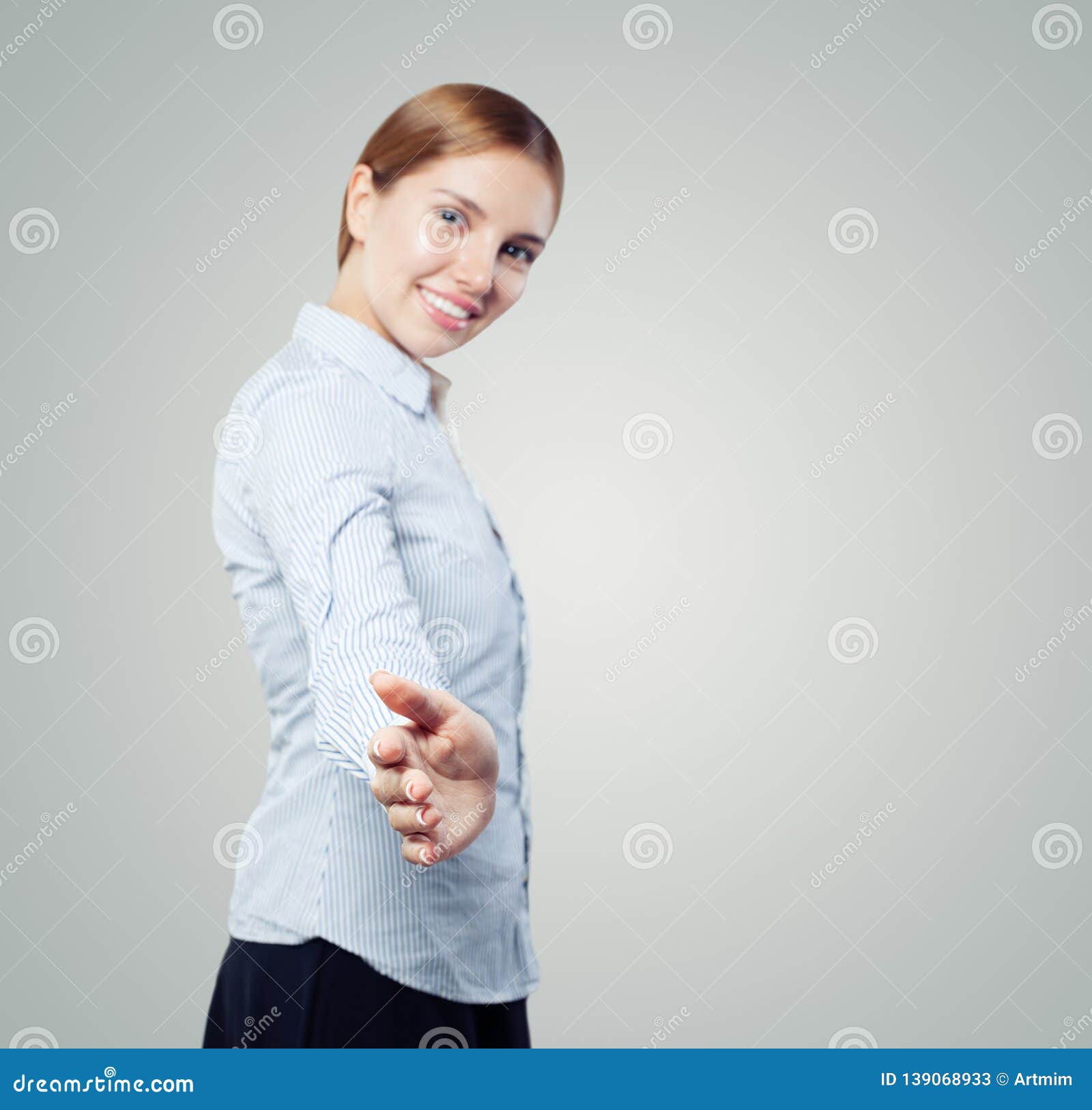 Inviting Hand of Friendly Woman Stock Image - Image of friendly ...