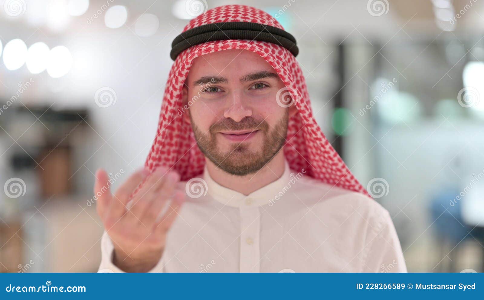 Inviting Hand Gesture by Arab Businessman Stock Image - Image of ...