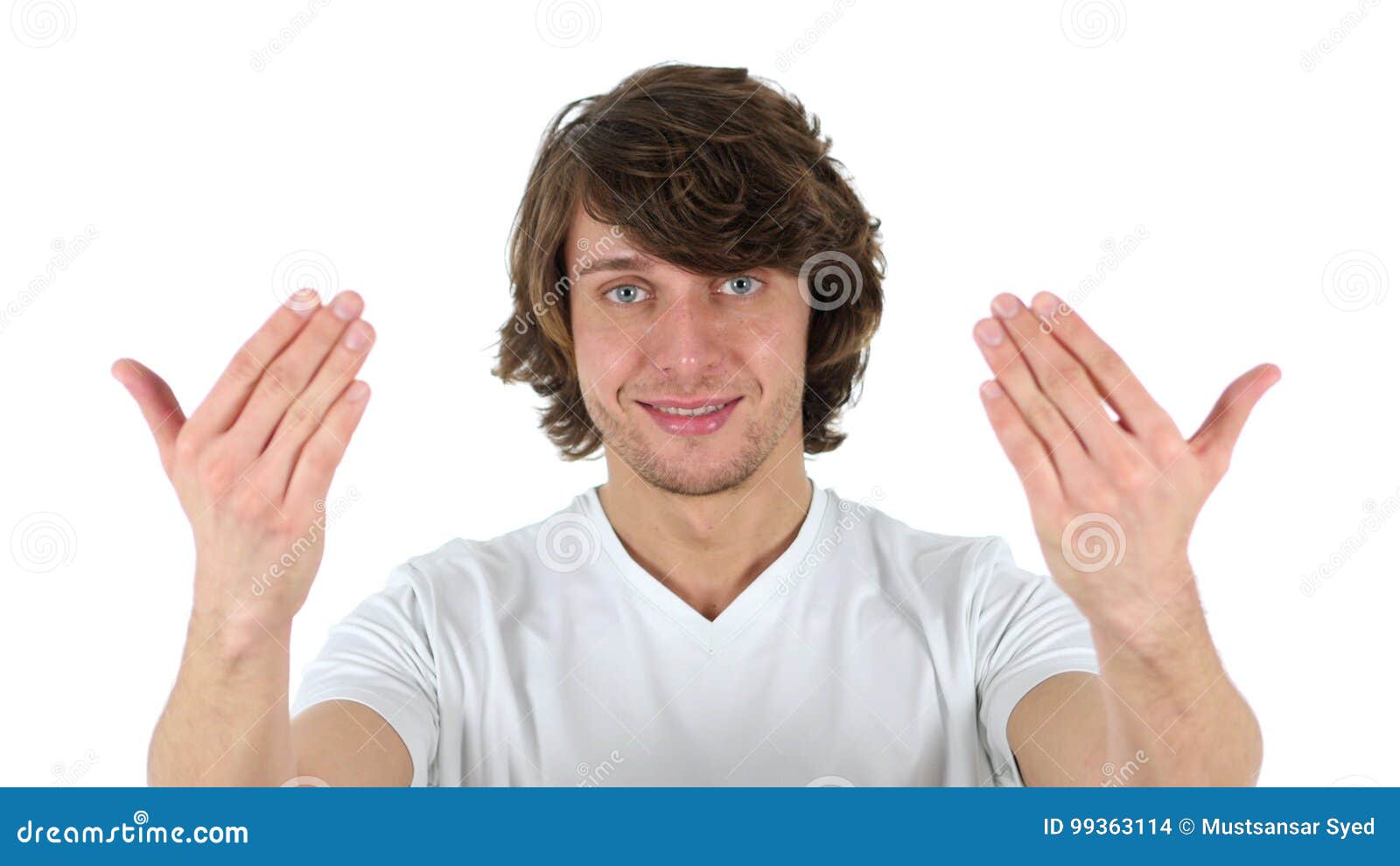 Inviting Man, White Background Stock Photo - Image of businessman ...