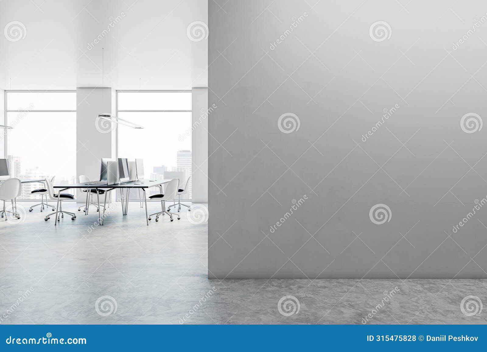 Inviting Office Corner with Mock-up Poster Space, Contemporary Design ...