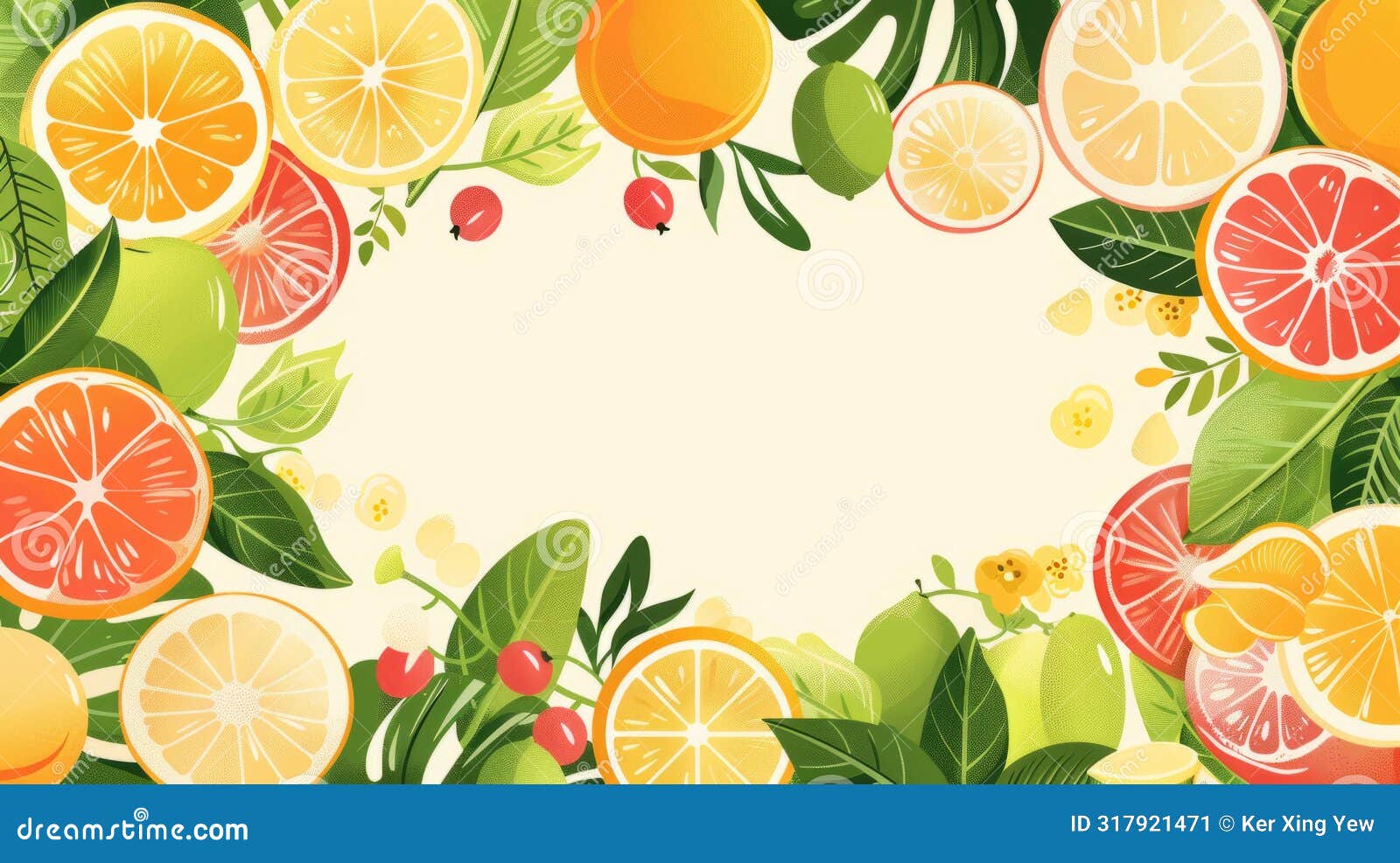 Inviting Spring Fruit Layout with Space for Your Logo or Message Stock ...