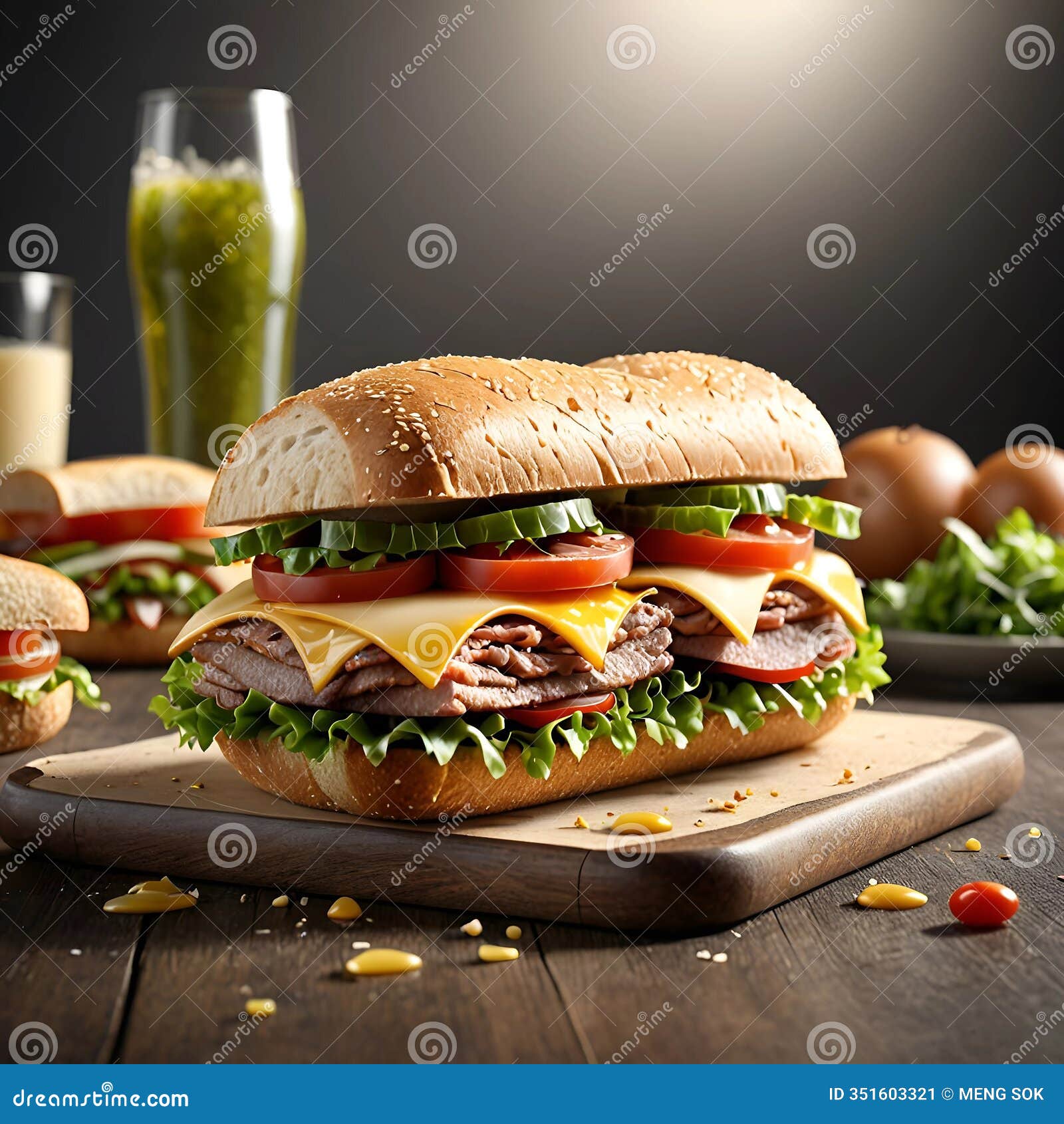 An Inviting Table Layout Featuring a Sandwich, Burger, Fries, and a ...