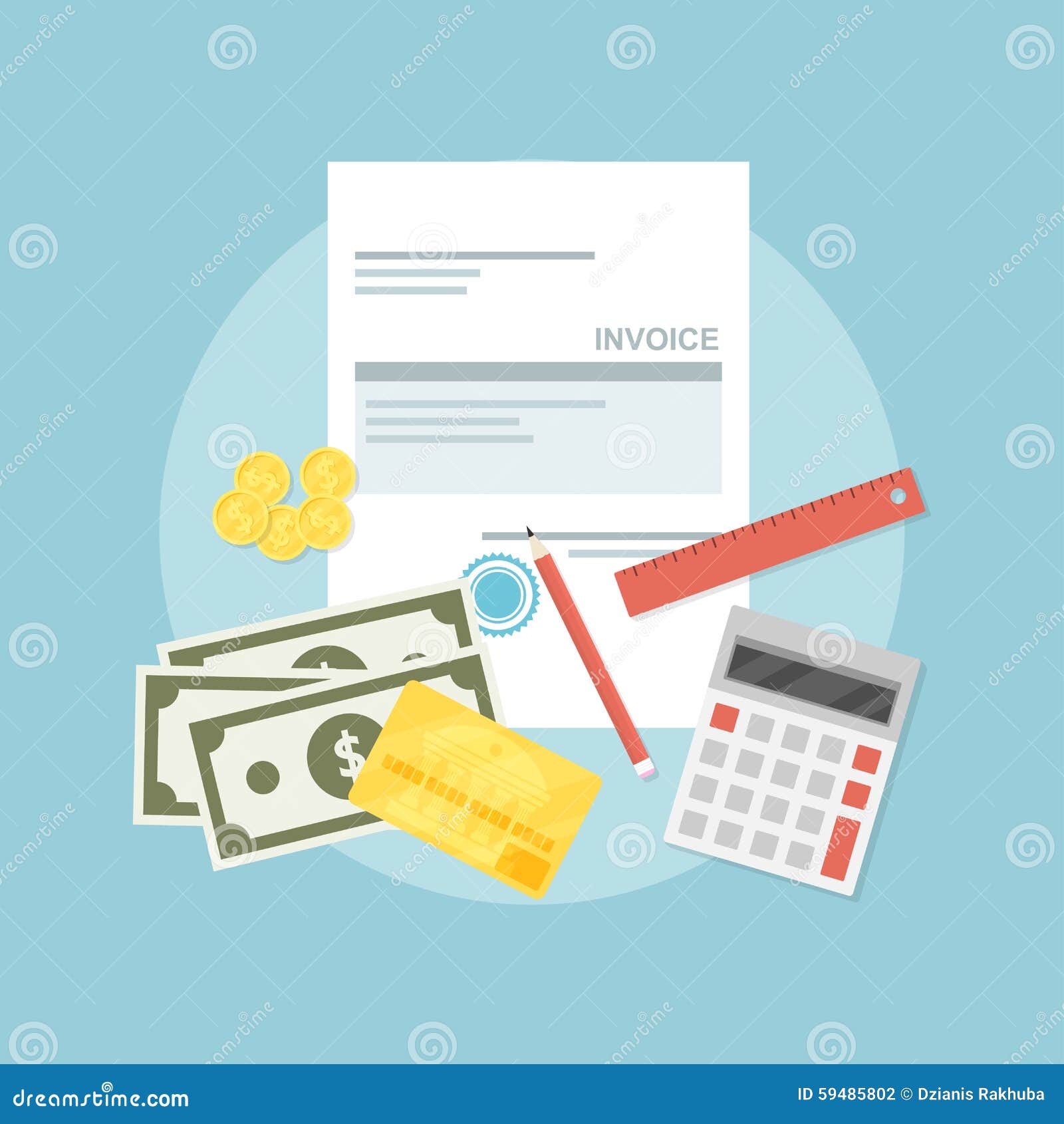 Invoice ilustração do vetor. Ilustração de moeda, pagamento - 59485802