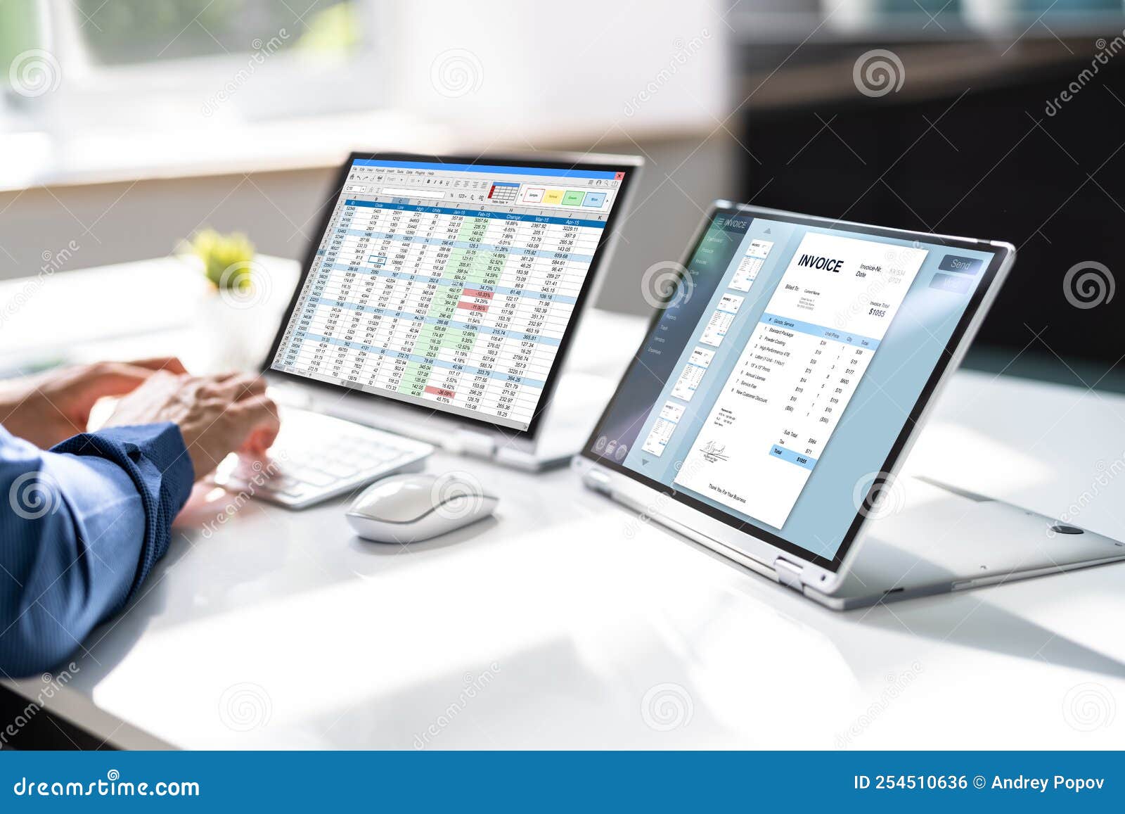 Invoice Accounting Software on Computer Stock Photo - Image of working ...