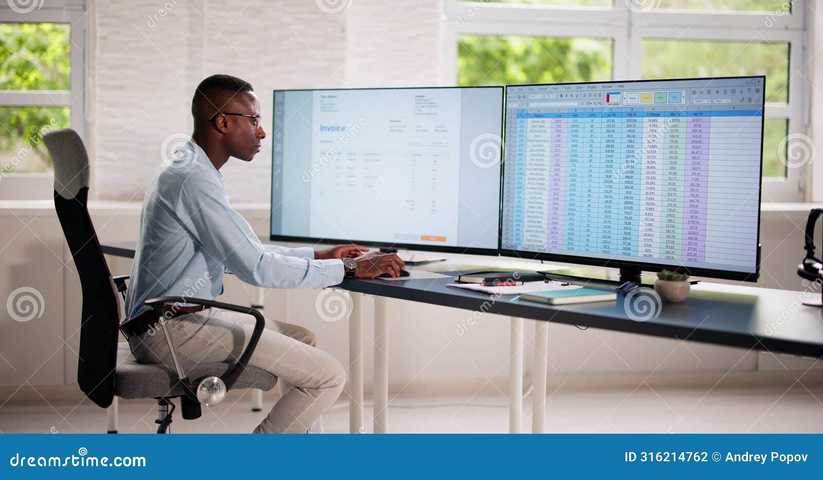 Invoice Accounting Software on Computer Stock Photo - Image of african ...