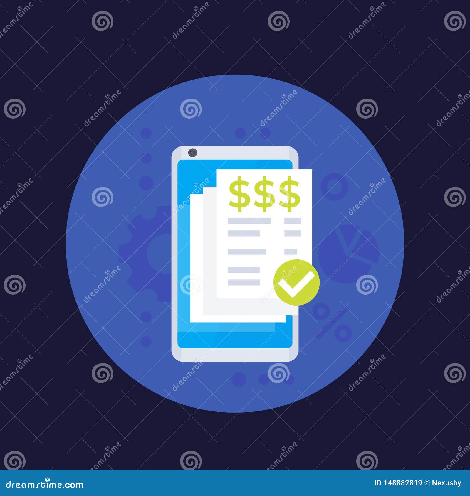 Invoice App, Mobile Payments Icon with Smartphone Stock Vector ...